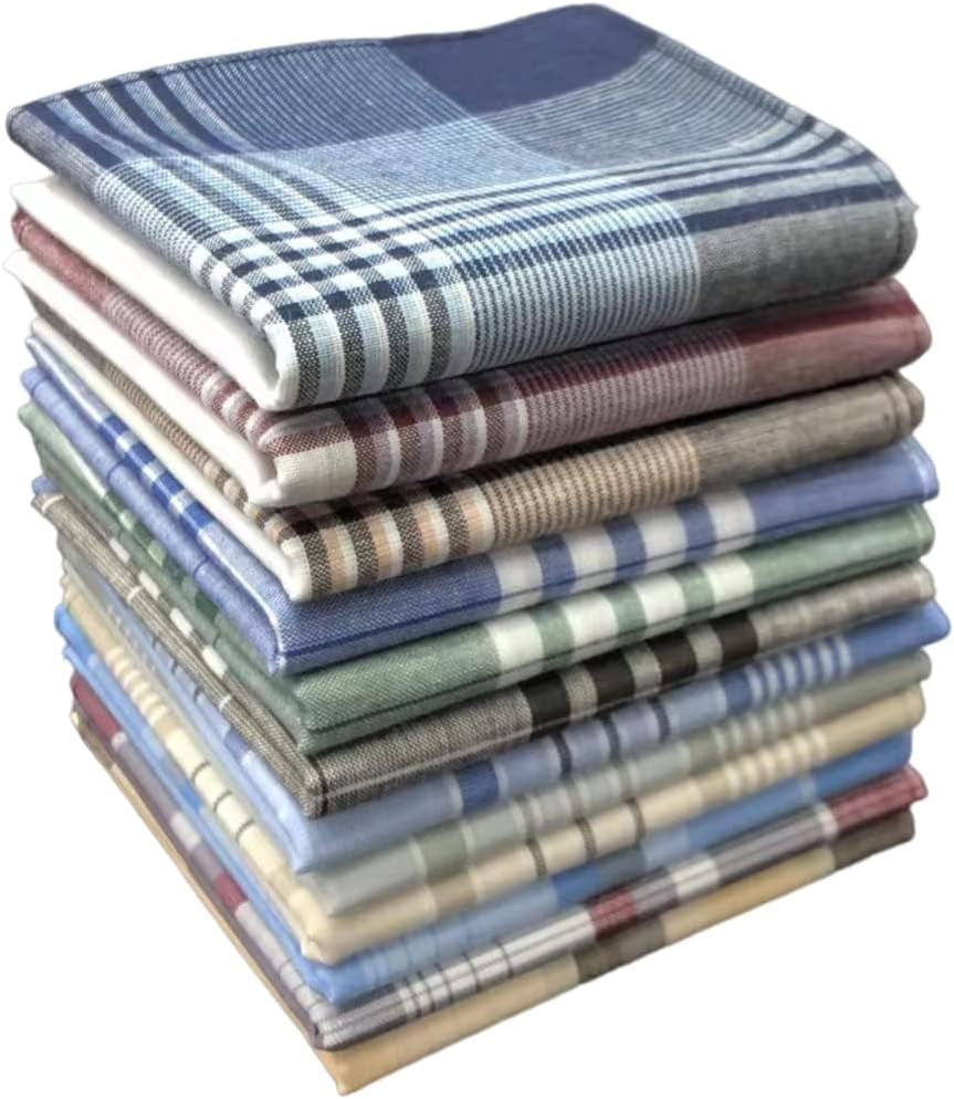 Men's Handkerchiefs 100% Cotton Handkerchief with Check - Walmart.com