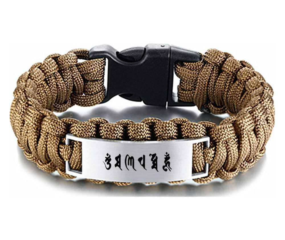 Men's Handmade Tibetan Buddhist Prayer Braided Paracord Cuff Bangle ...