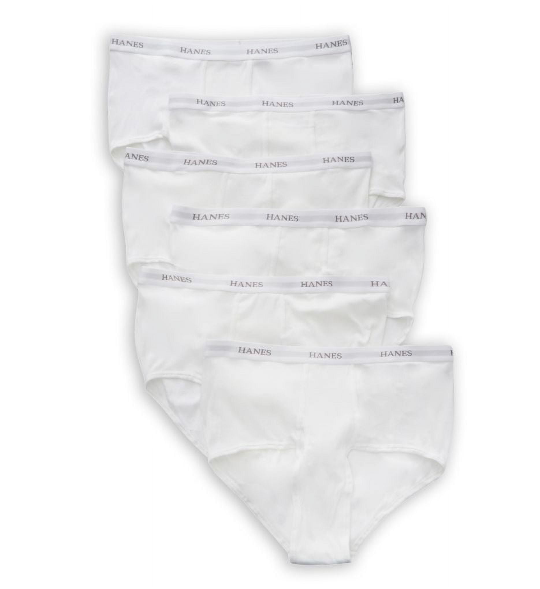 Men's Hanes 7764W6 Premium Cotton Full-Cut White Briefs - 6 Pack (White ...
