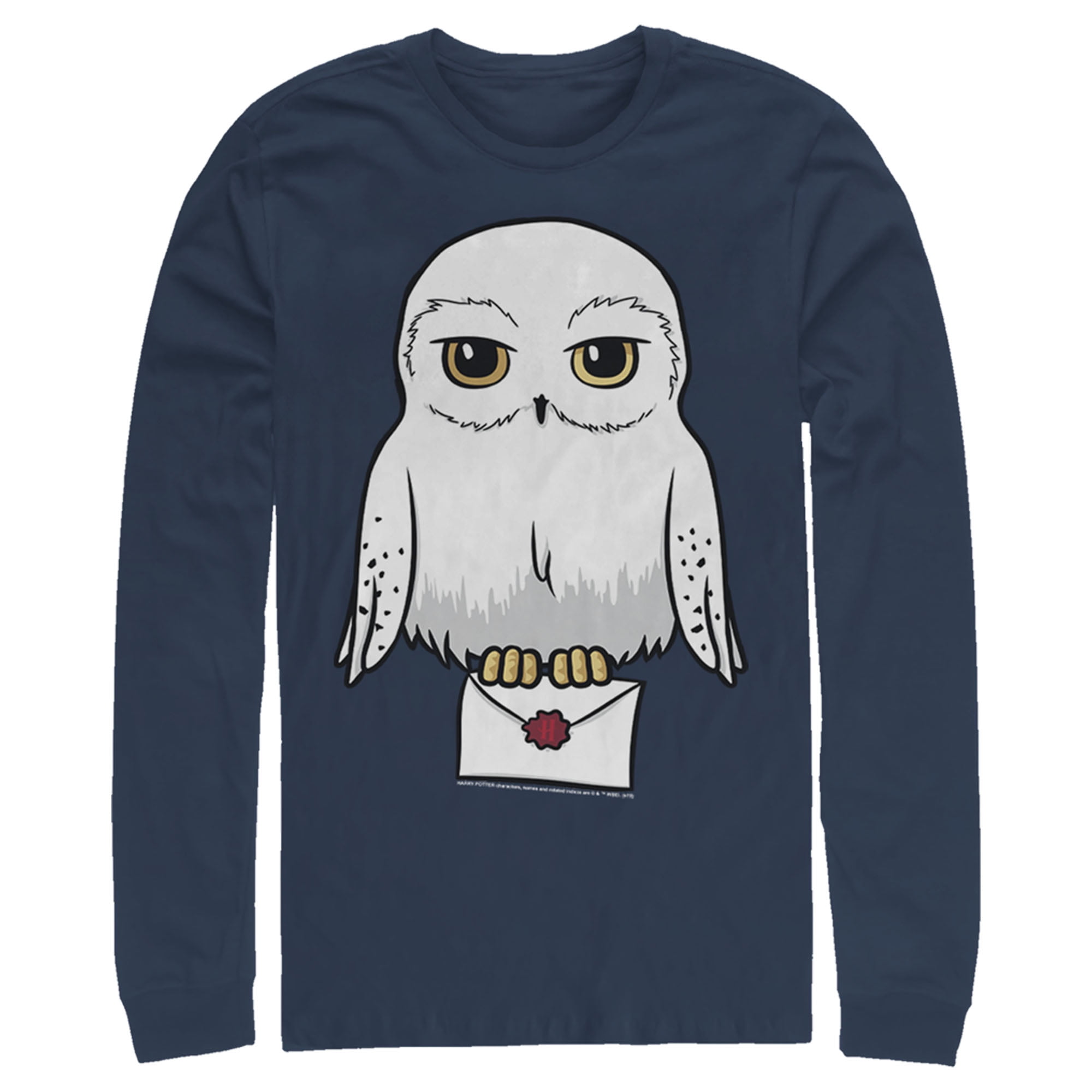 Men's Harry Potter Cartoon Hedwig Letter Long Sleeve Shirt Navy Blue ...