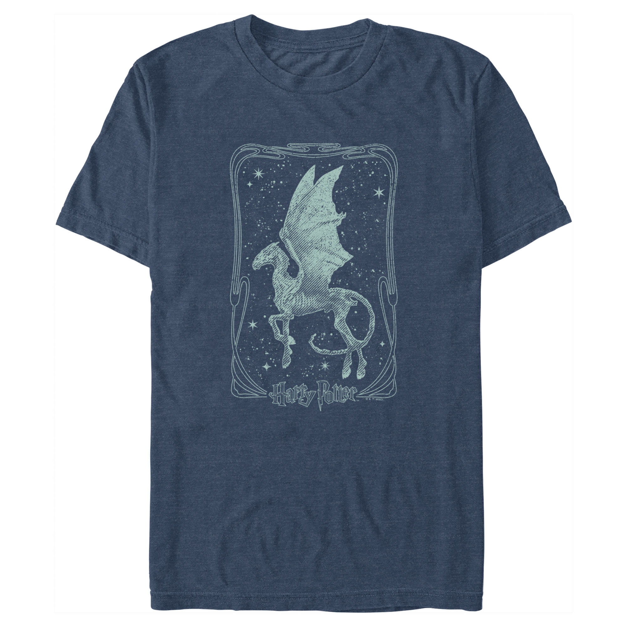 Men's Harry Potter Thestral Tarot Card Graphic Tee Navy Blue Heather ...