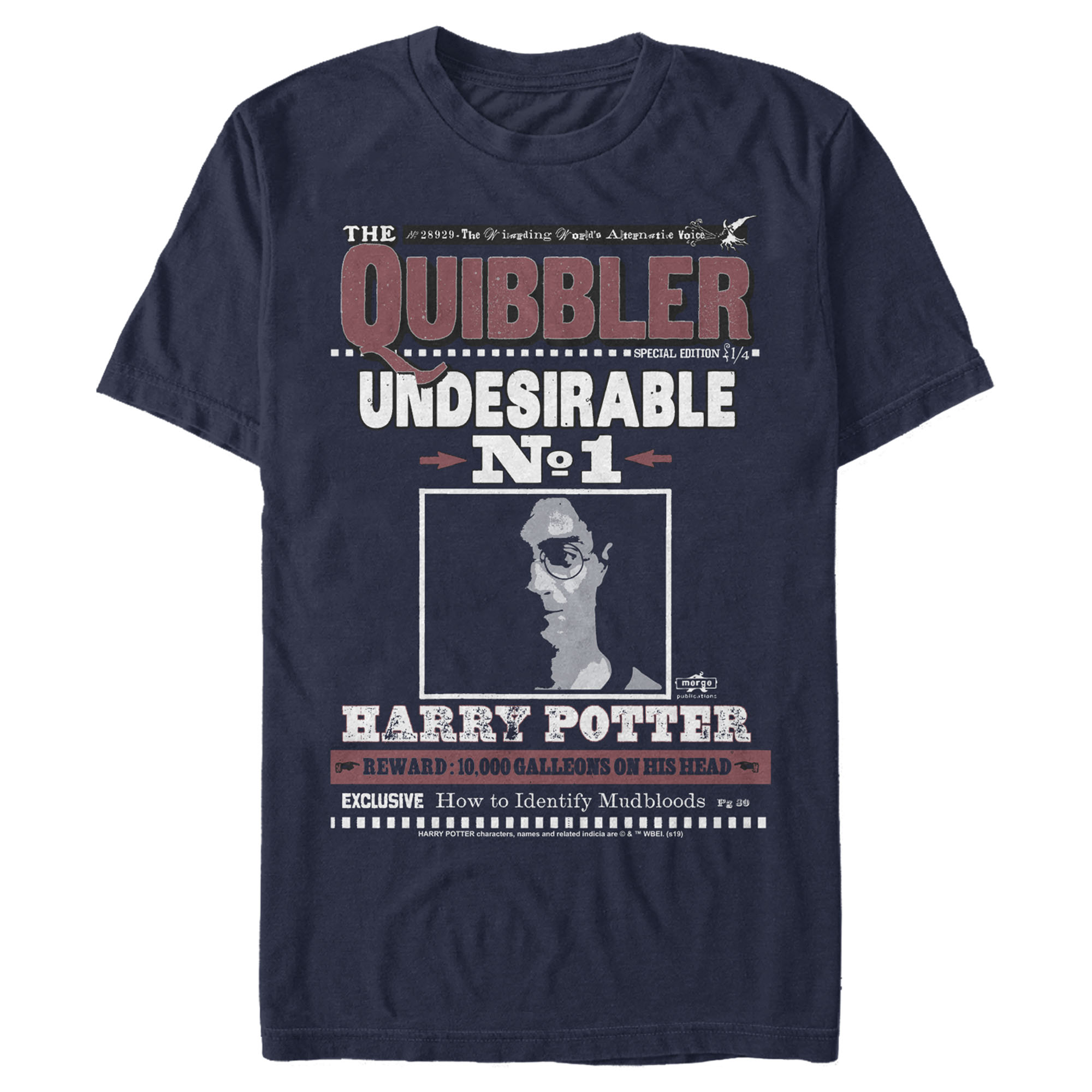 Men's Harry Potter Undesirable No. 1 Quibbler Graphic Tee Navy Blue X ...