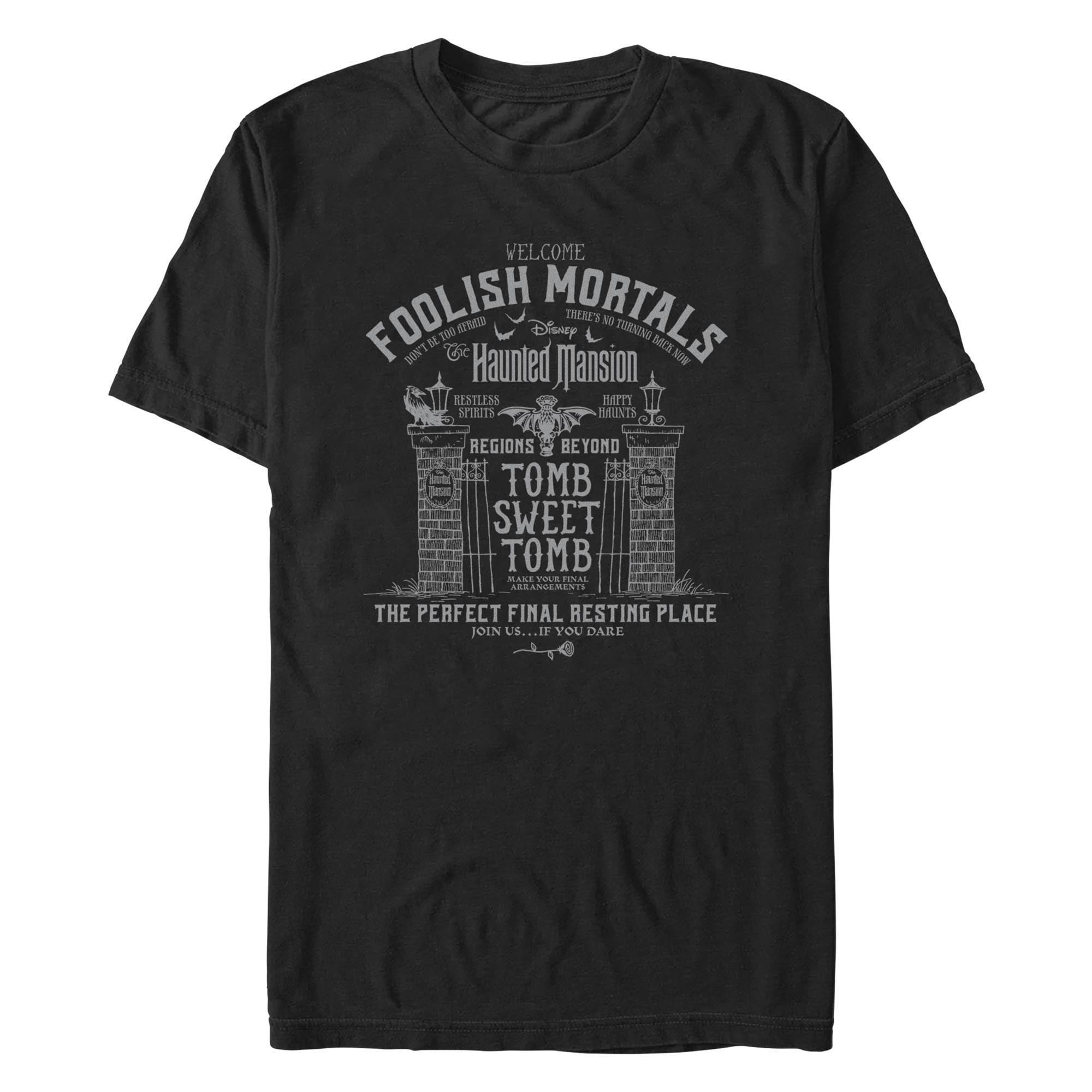 Men's Haunted Mansion Welcome Foolish Mortals Graphic T-Shirt - Walmart.com