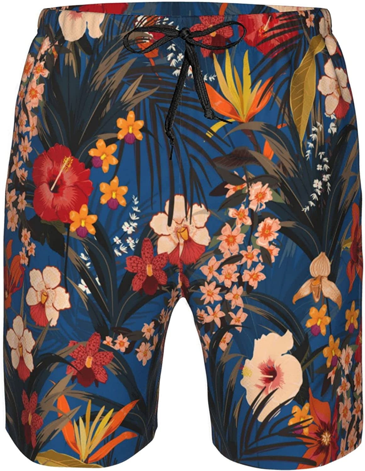 Men's Hawaii-Tropical-Flower Swim Trunks Swimming Shorts Quick Dry Mesh ...