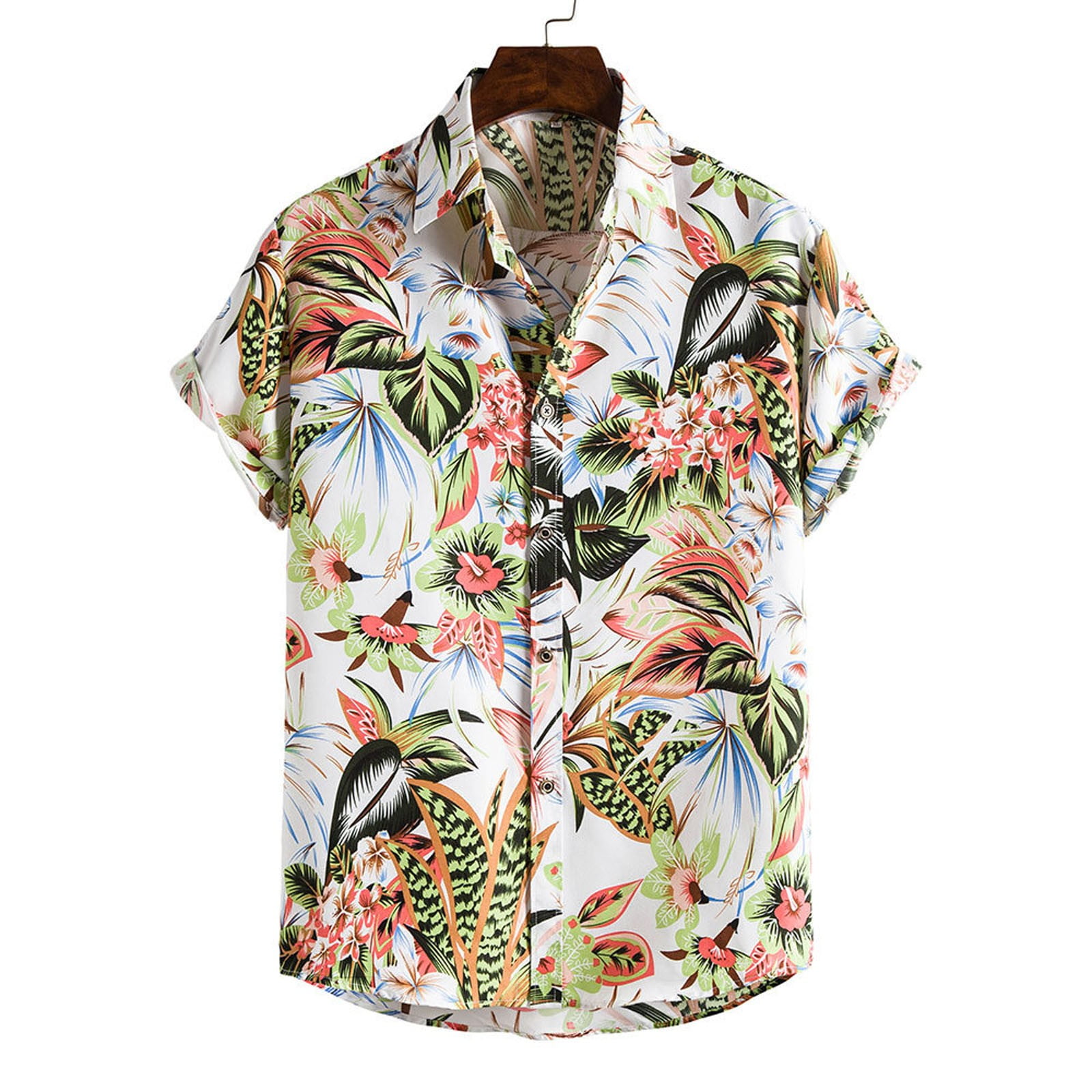 Men's Hawaiian Floral Shirt Short Sleeve Button Down Summer Tropical ...