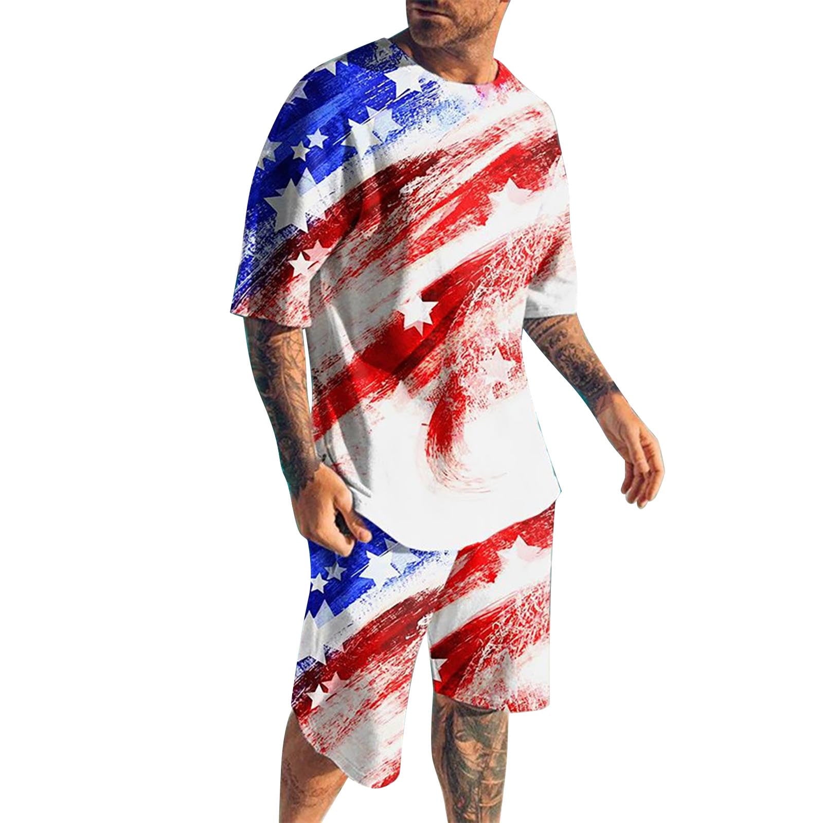 Men's Hawaiian Shirt And Shorts Sets Floral Button Down Short Sleeve 2 ...