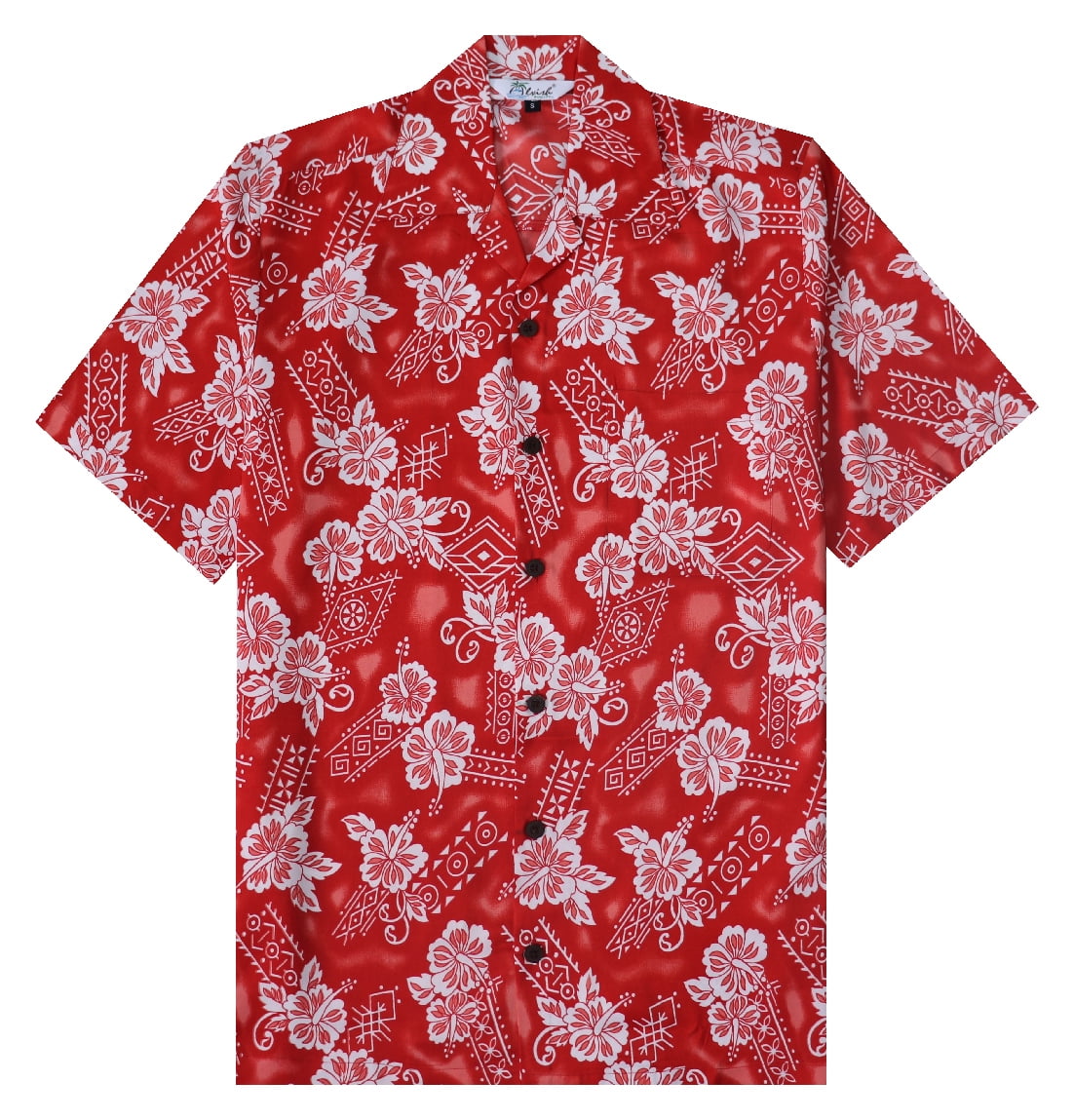 Men's Hawaiian Shirt Casual Button Down Short Sleeve Beach Shirts Red ...