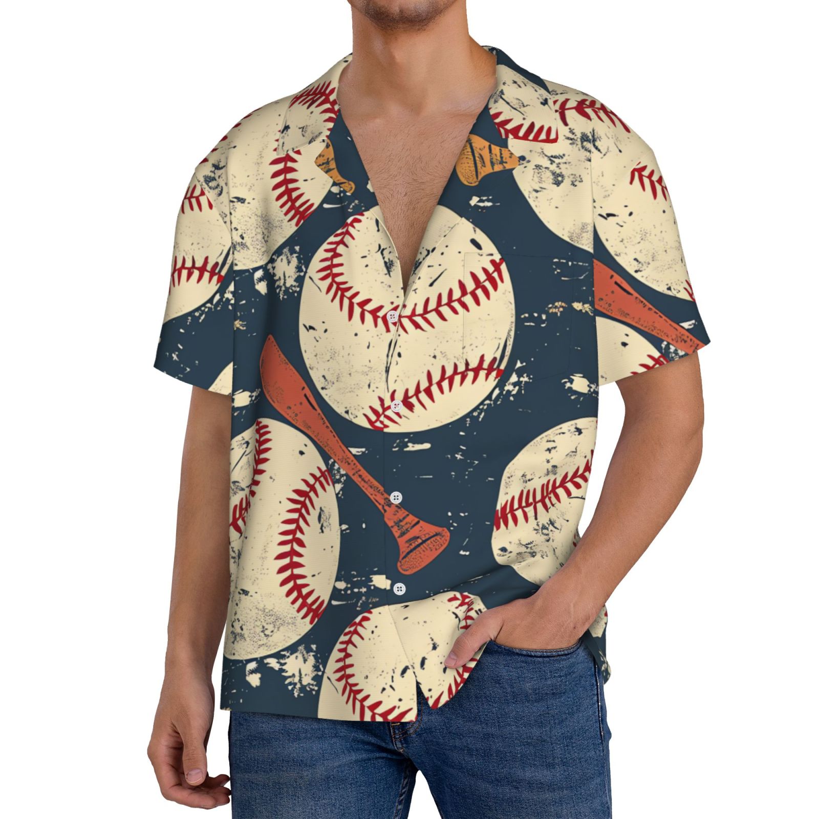 Men's Hawaiian Shirt Short Sleeve Button Down Beach Vacation , Baseball ...