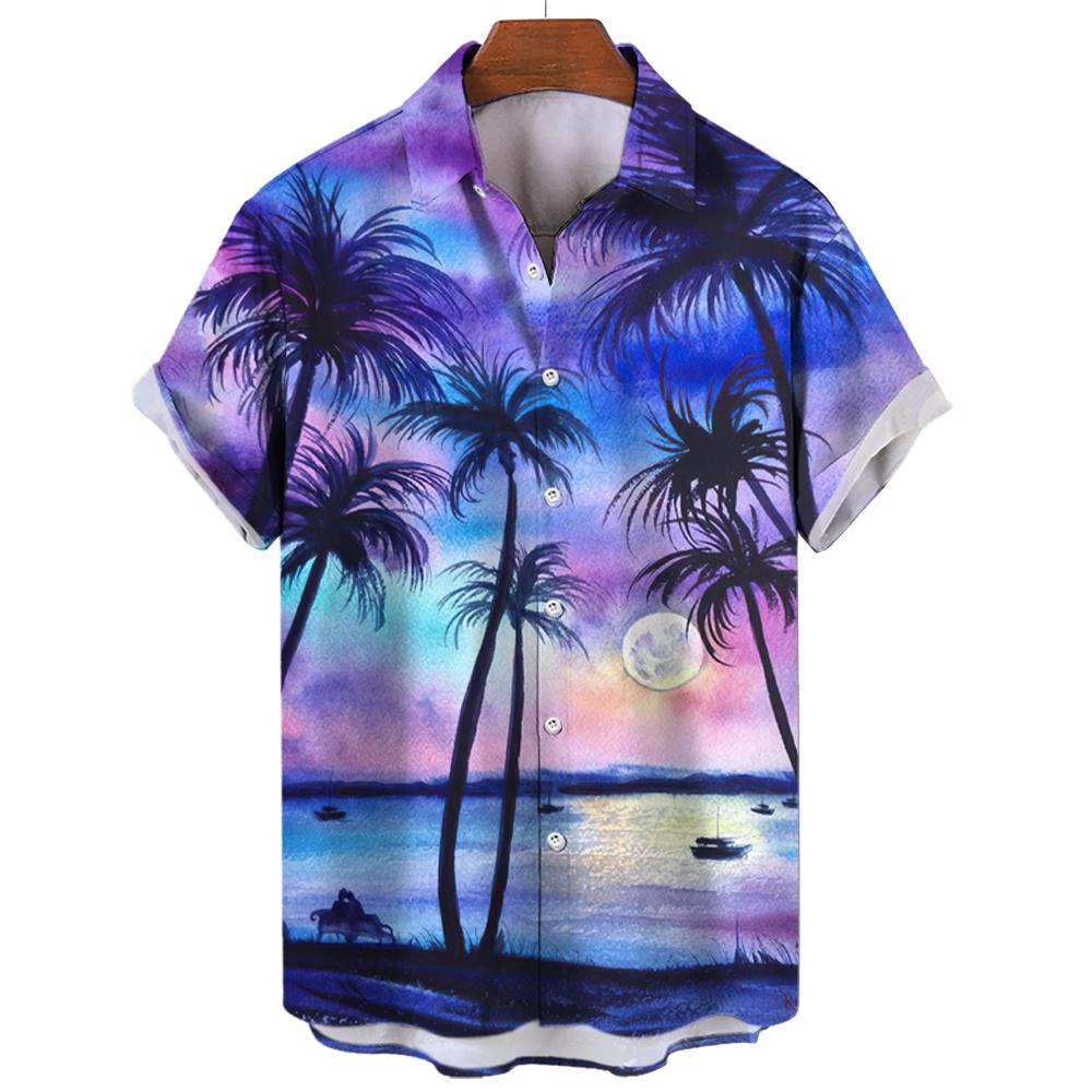 Men's Hawaiian Shirts 3D Print Coconut Palm Graphics Fashion Button ...