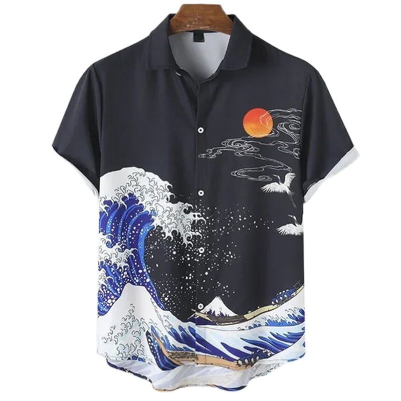 Men's Hawaiian Shirts 3D Printed Short Sleeves casual Lapel Beach Style ...