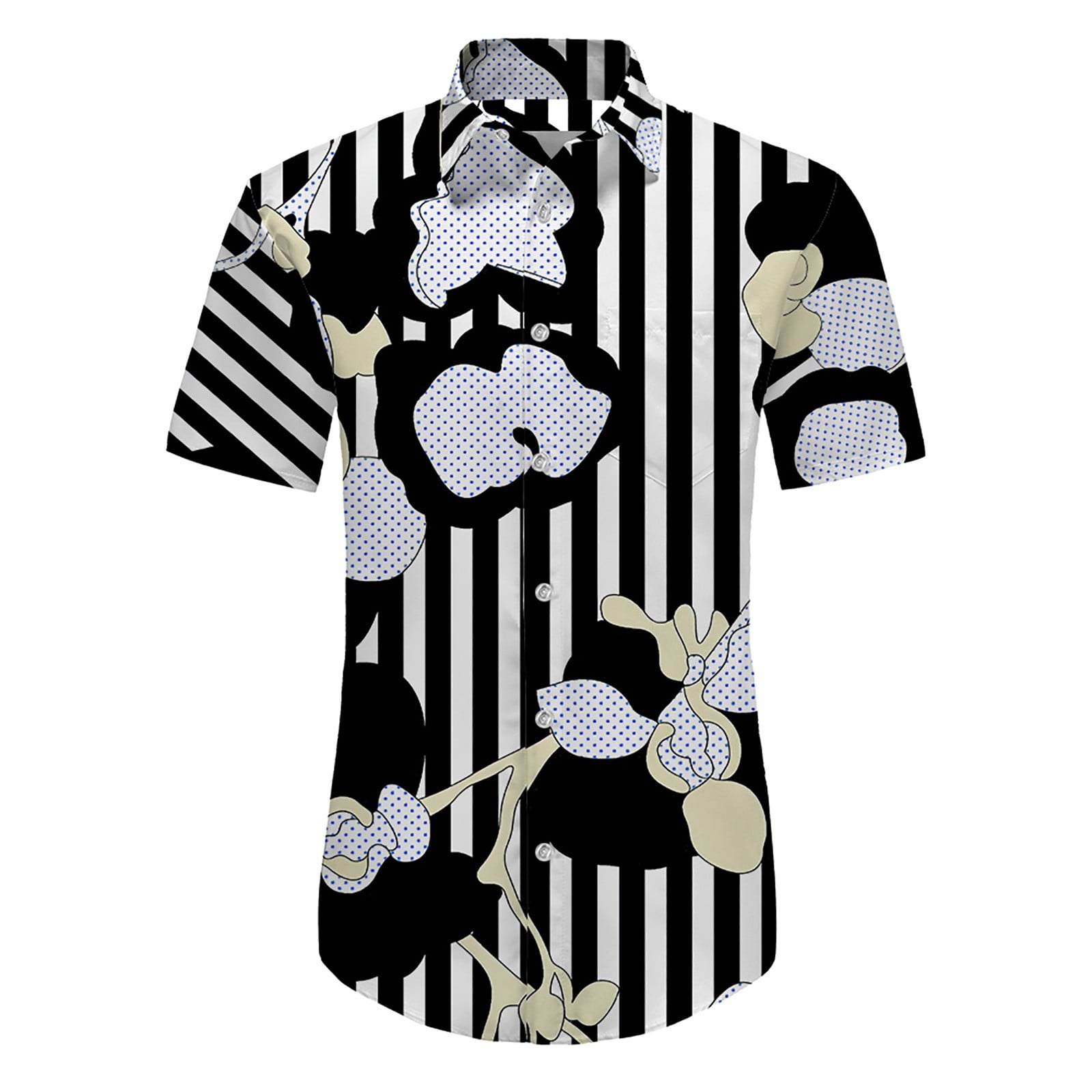 Mens Hawaiian Shirts Short Sleeve Casual Button Down Beach Flower