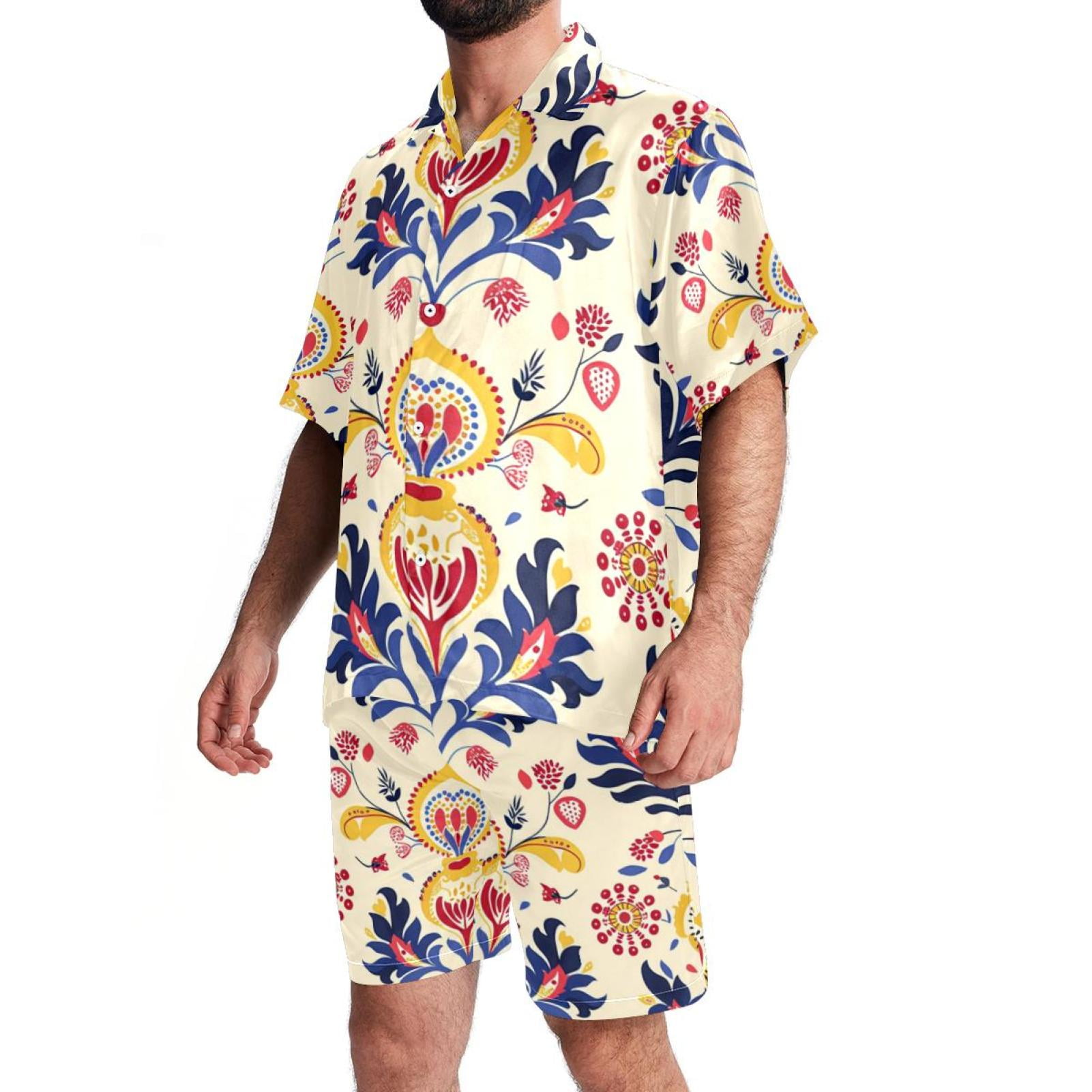 Mens Hawaiian Short Set 2 Piece Set For Men Vacation Outfits For Men