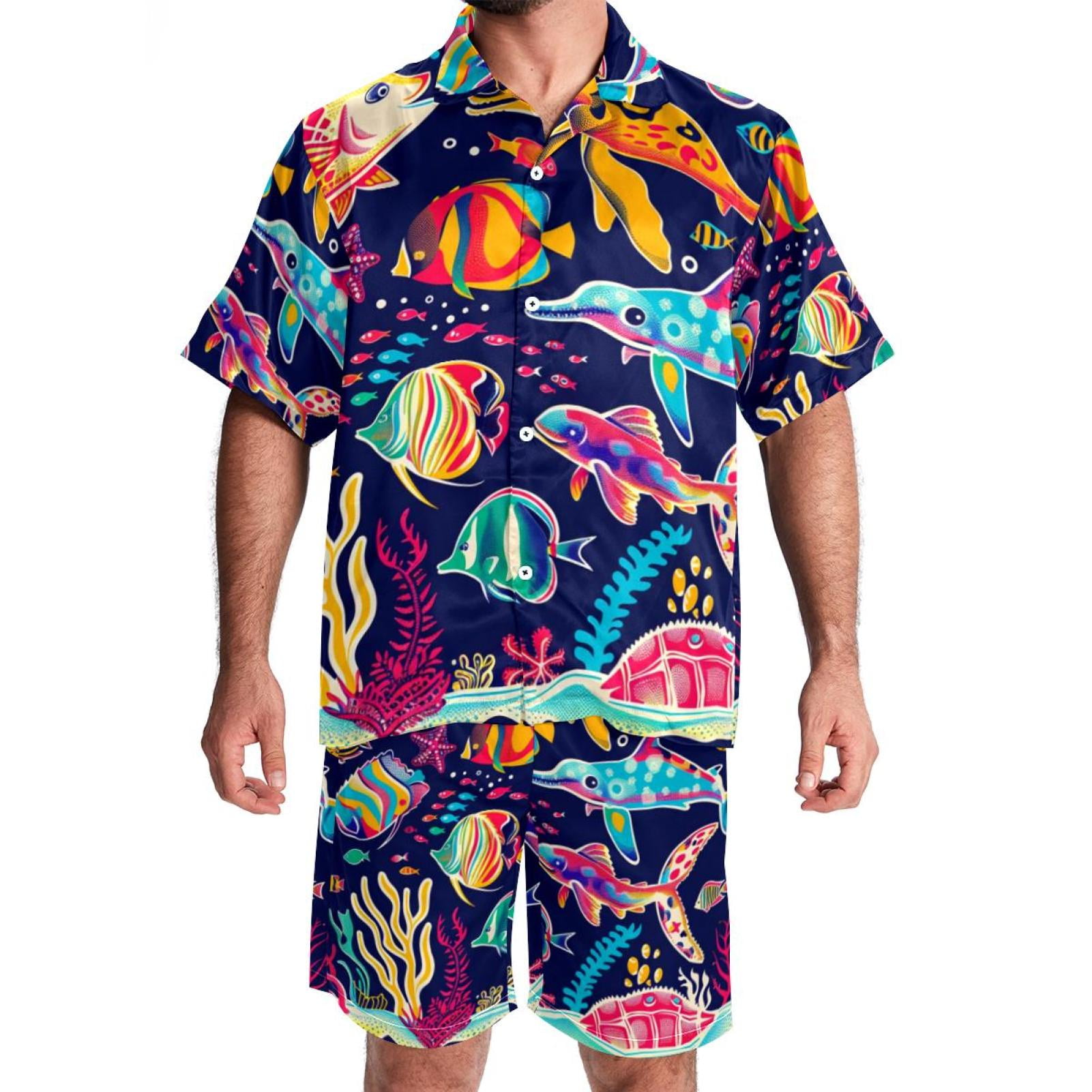 Mens Hawaiian Short Set Mens Short Sets 2 Piece Outfits Vacation
