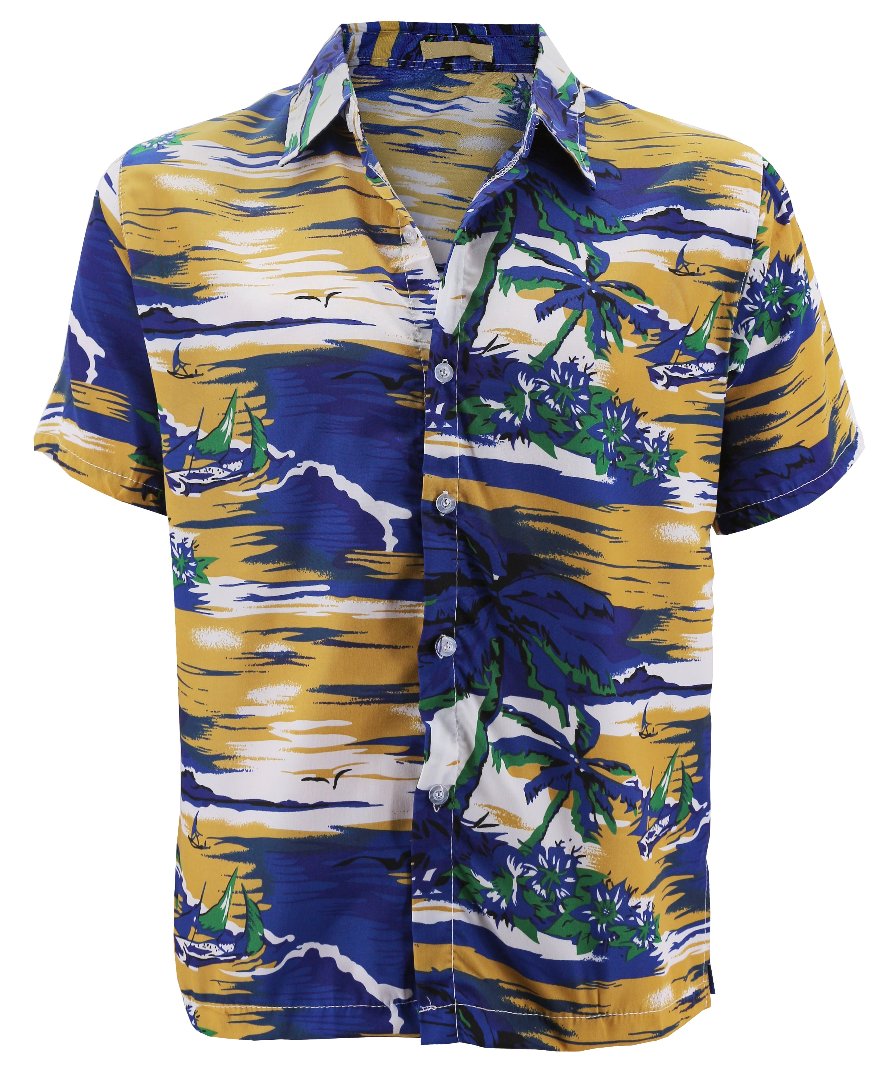 Men's Hawaiian Tropical Luau Aloha Beach Party Button Up Casual Dress ...