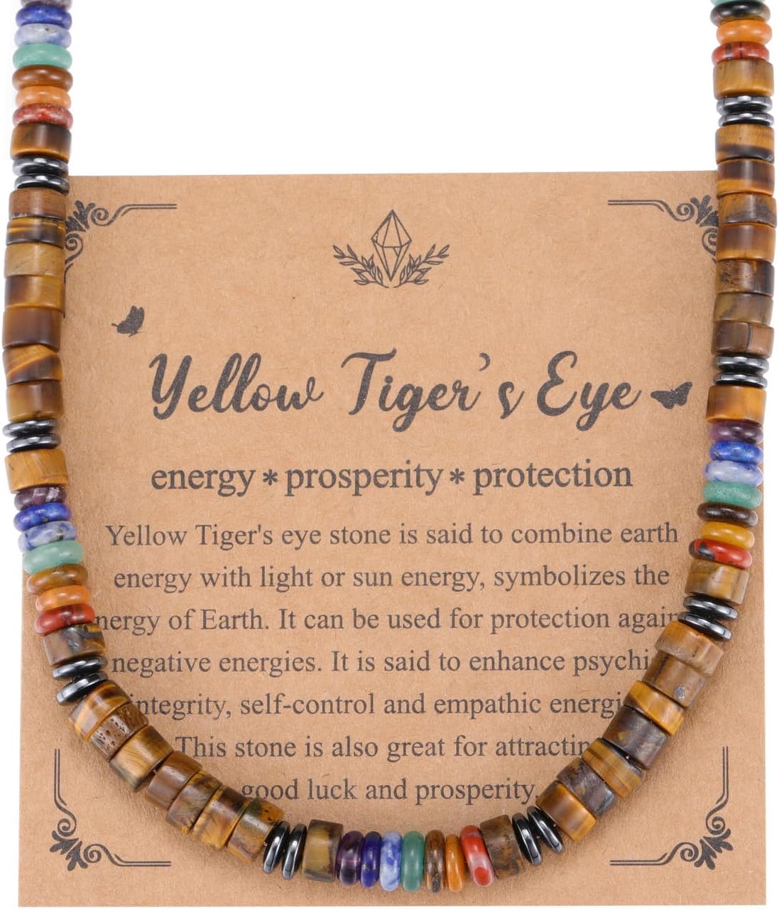 Men's Healing Crystal Obsidian Tiger Eye Stone Seven Chakra Gemstone ...