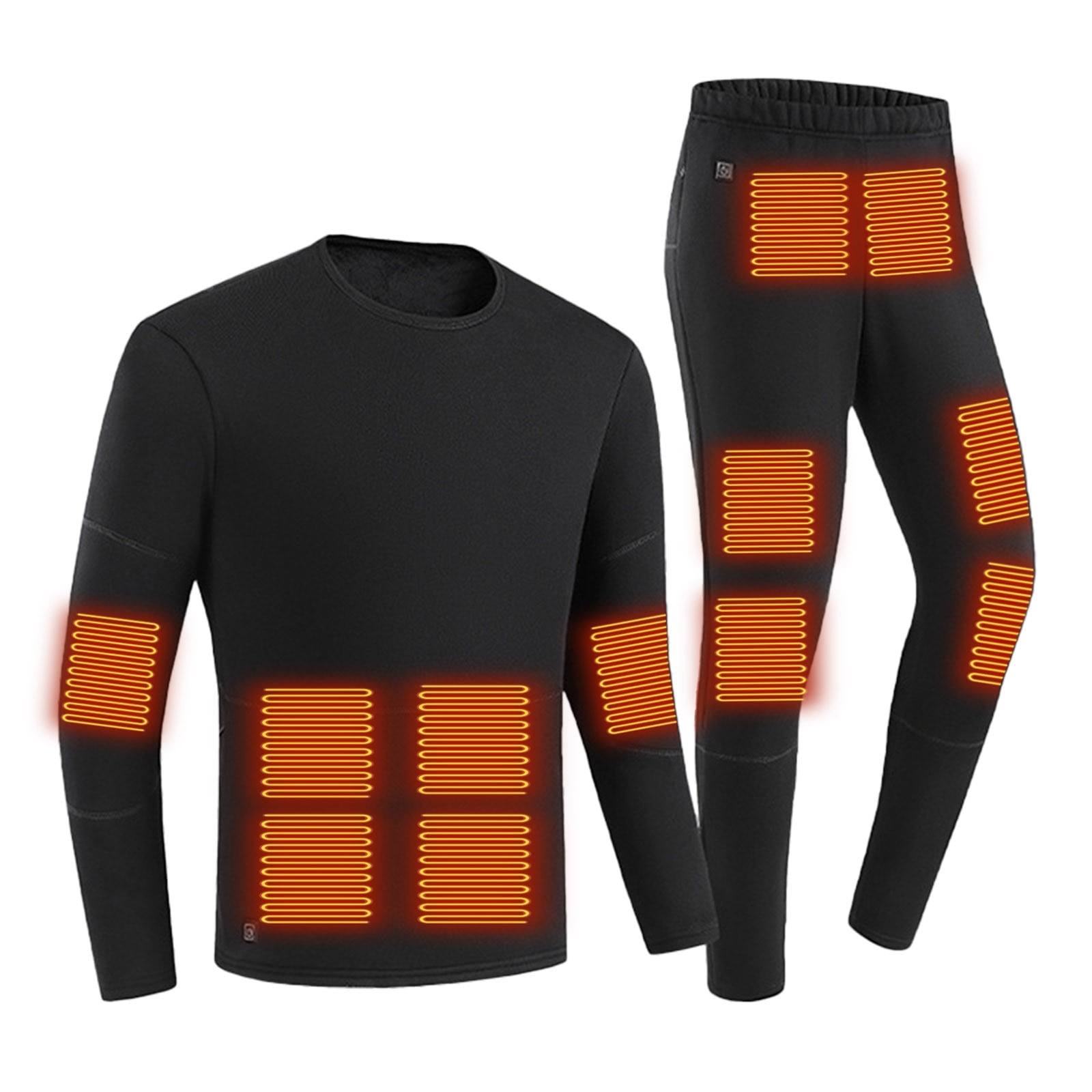Men's Heated Thermal Underwear Set Soft Fleece Lined Washable USB ...