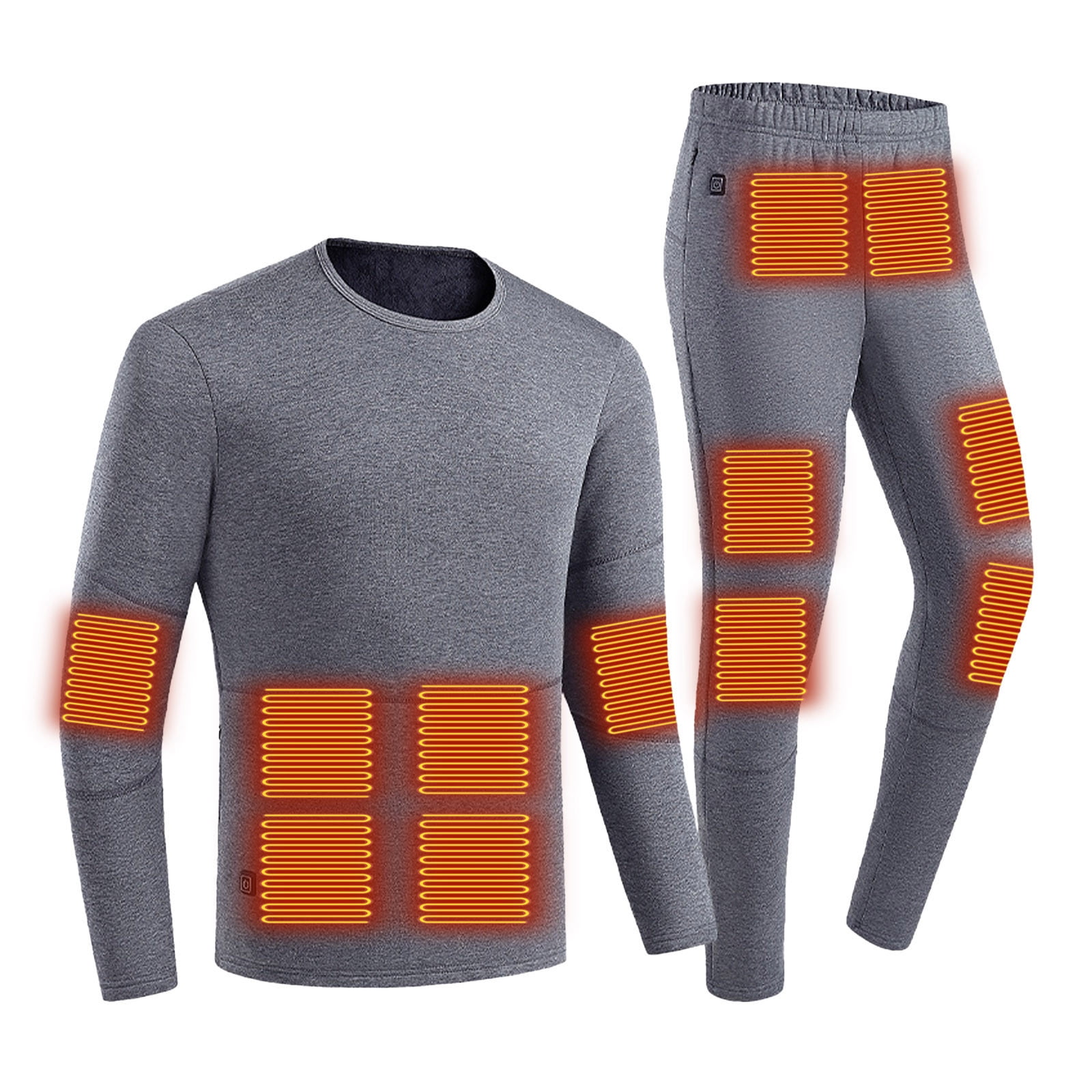 Men's Heated Thermal Underwear Set Soft Fleece Lined Washable USB ...