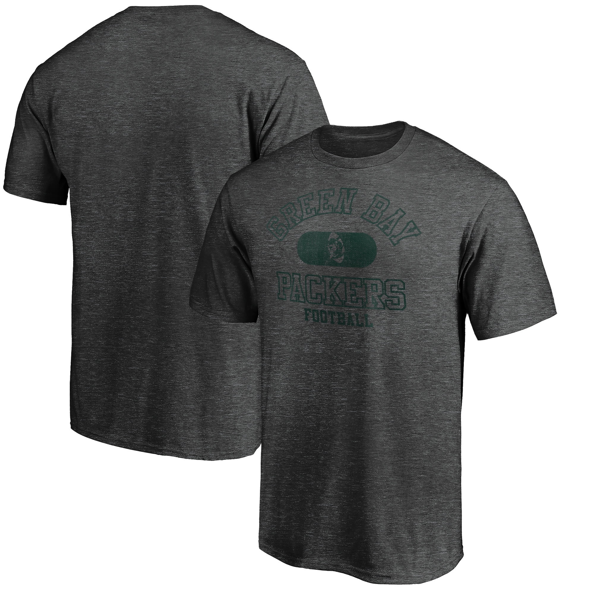 Men's Heather Charcoal Green Bay Packers Varsity Issued Throwback T ...