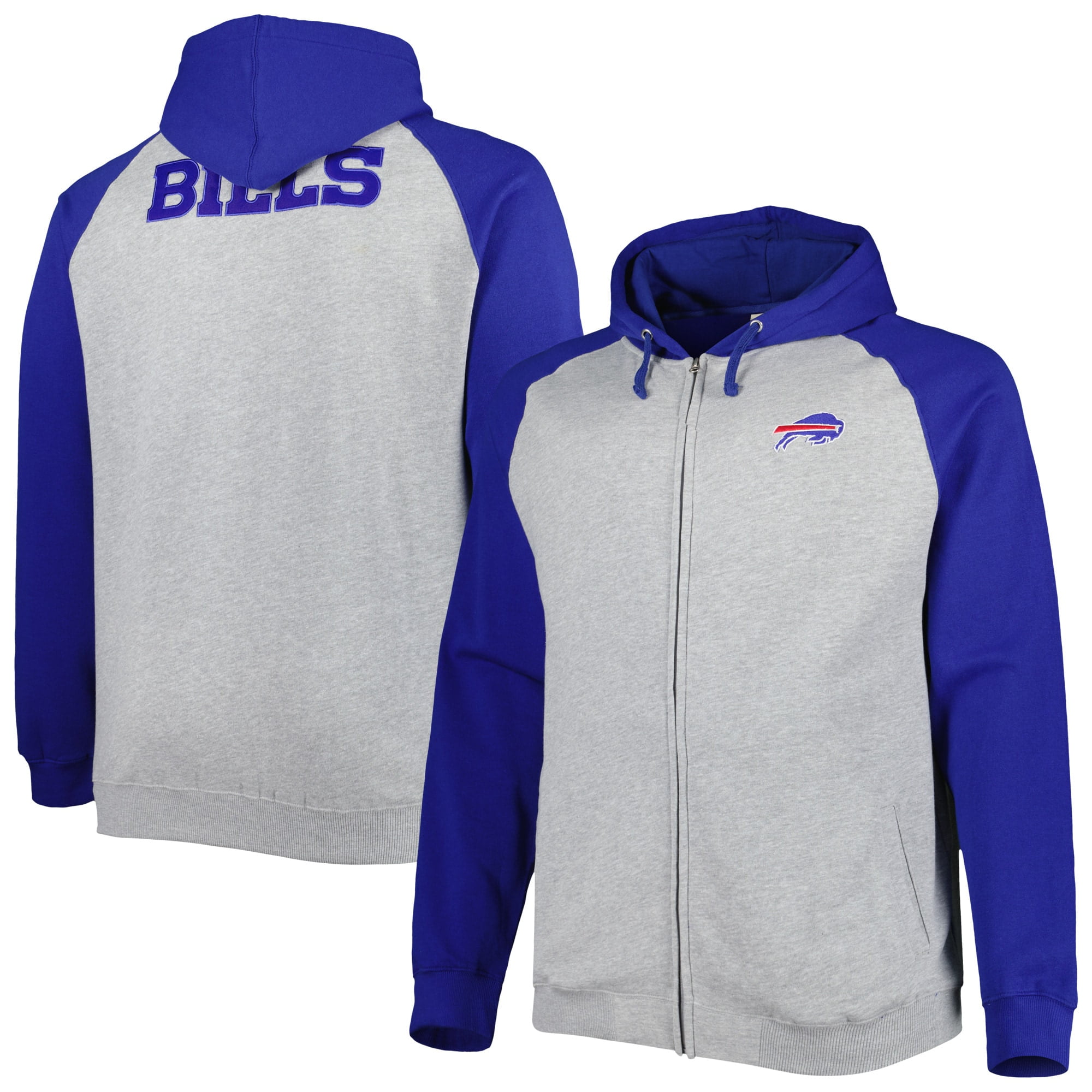 Men's Heather Gray Buffalo Bills Big & Tall Fleece Raglan Full-Zip ...