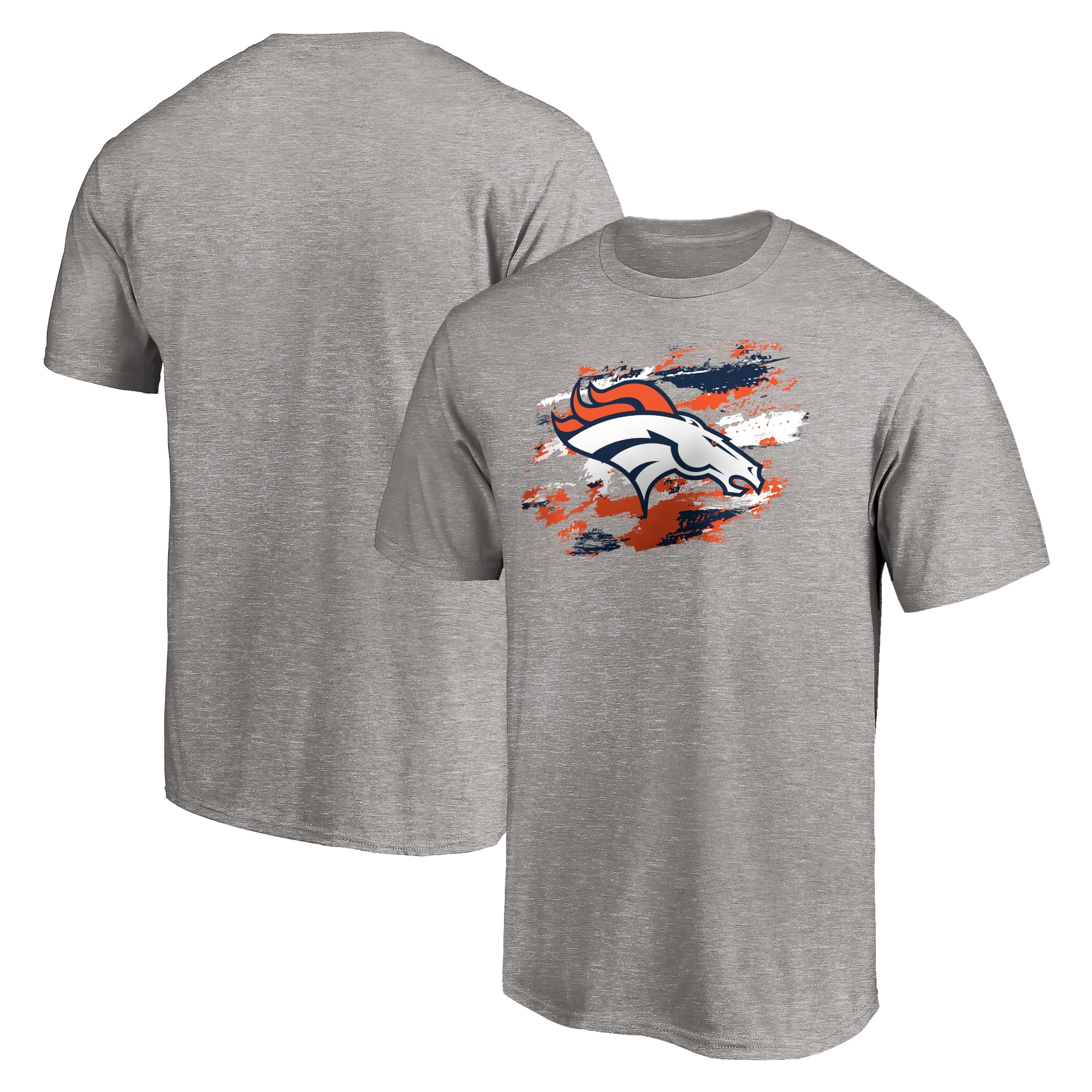 NFL Men's Heather Gray Denver Broncos T-Shirt, 100% Cotton, Short ...