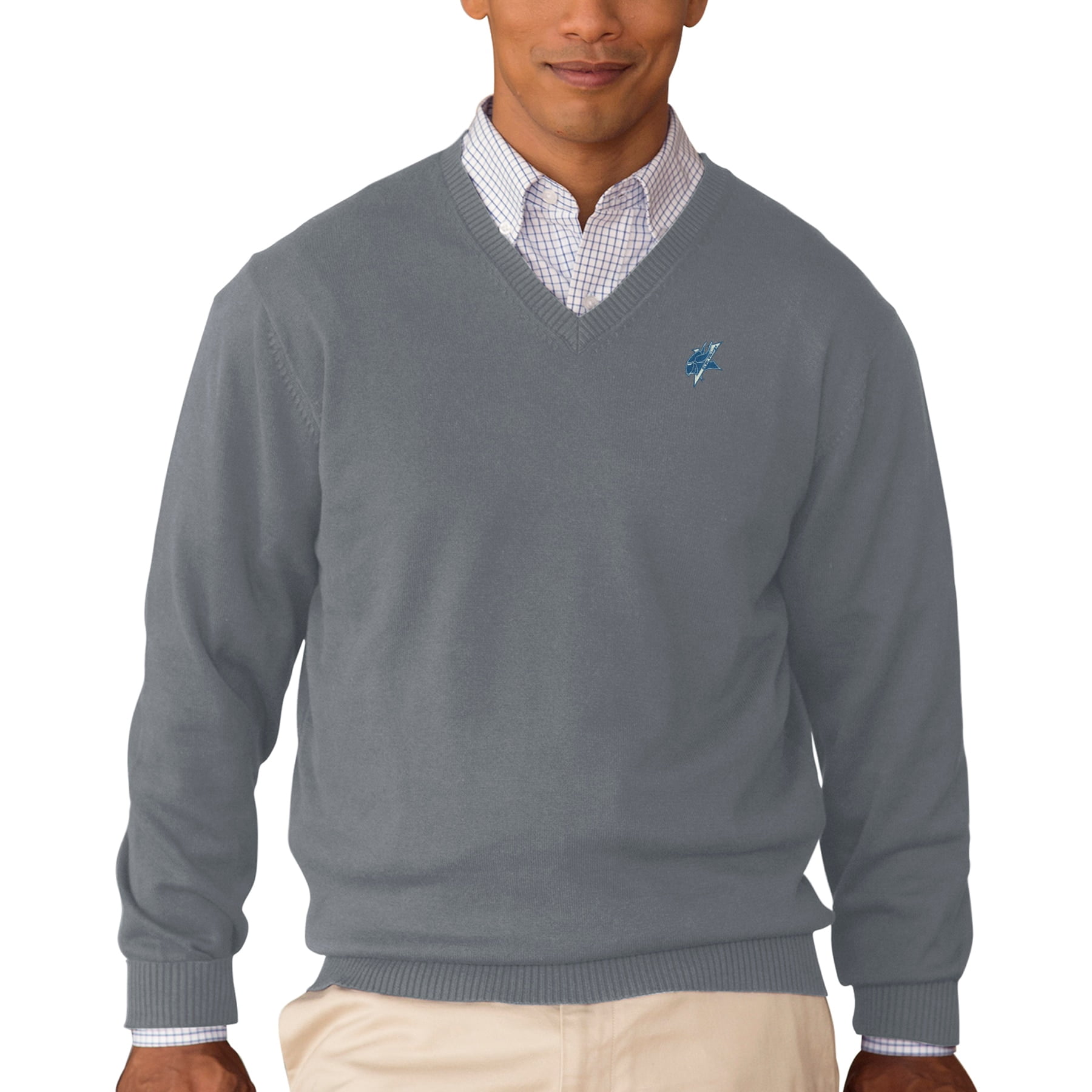 Men's Heather Gray ECSU Vikings Collegiate Clubhouse V-Neck Sweater ...