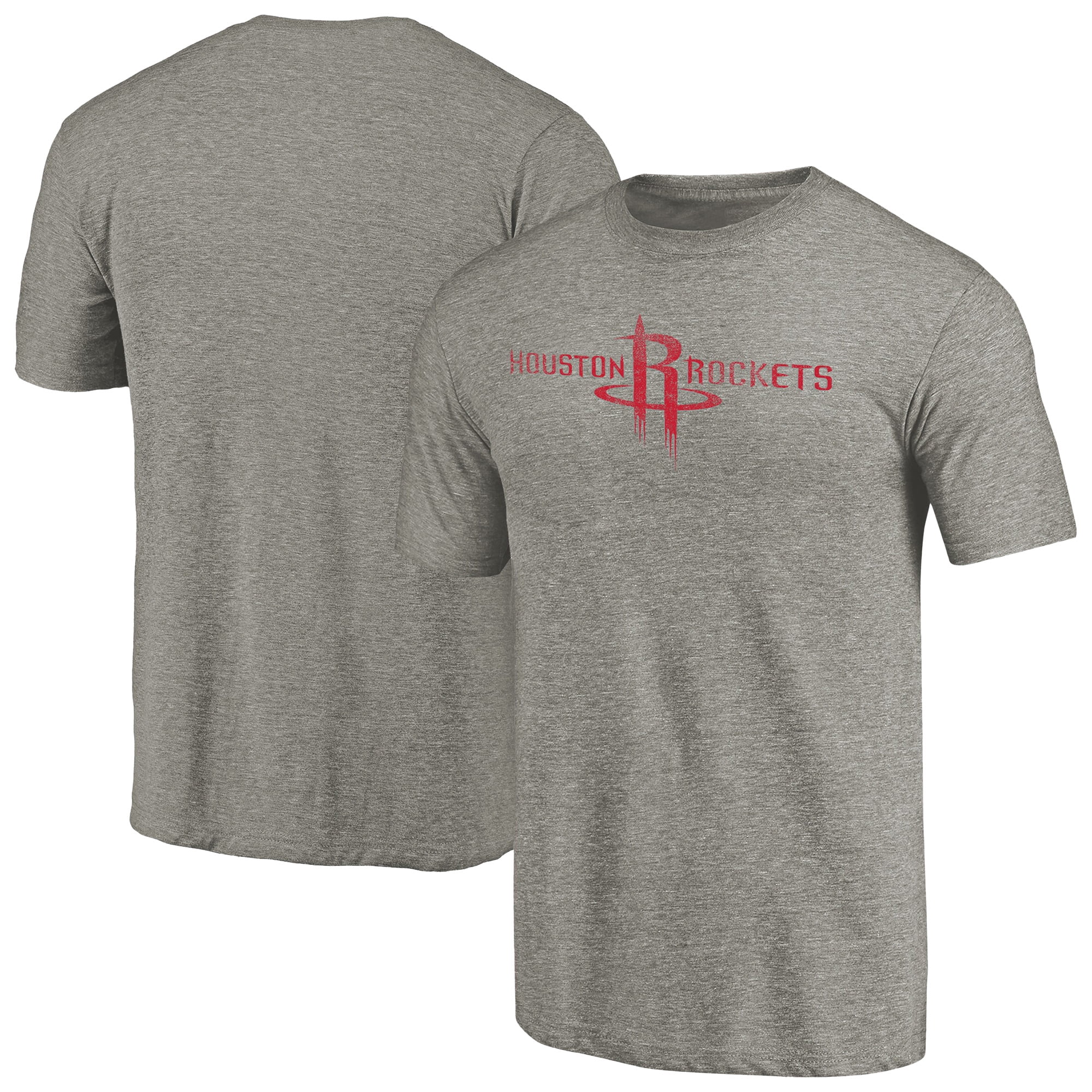 Men's Heather Gray Houston Rockets Distressed Team Logo Tri-Blend T ...