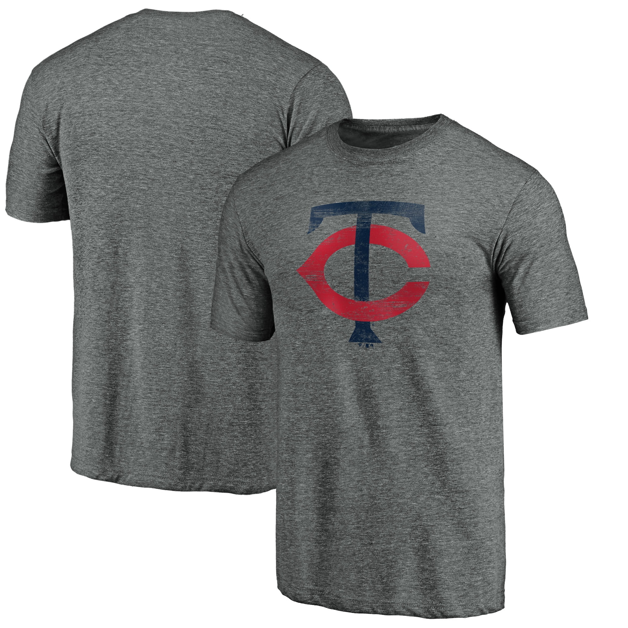 Men's Heather Gray Minnesota Twins Weathered Official Logo Tri-Blend T ...