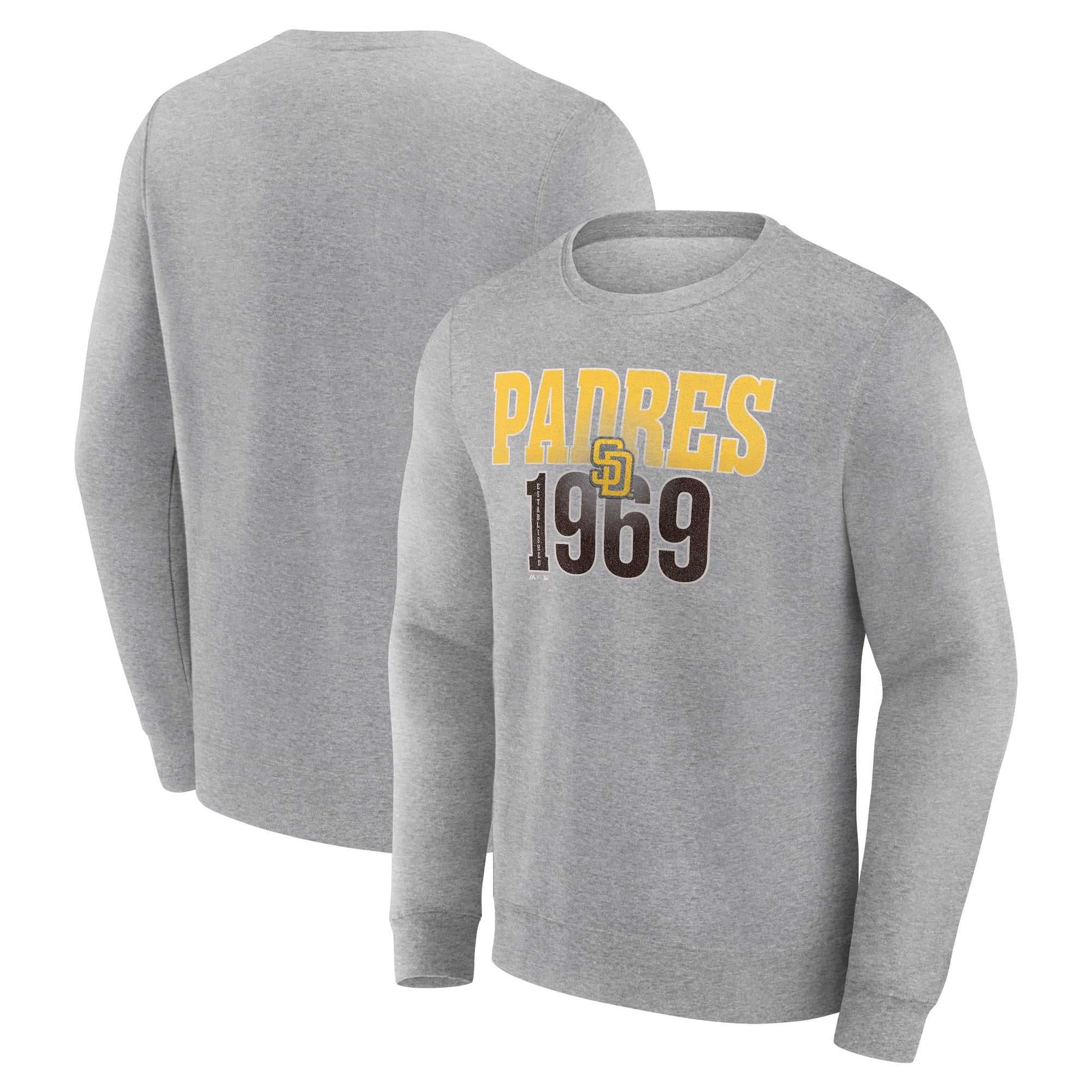 San Diego Padres Men's Heather Gray Outscore Fleece Crew Neck Pullover ...