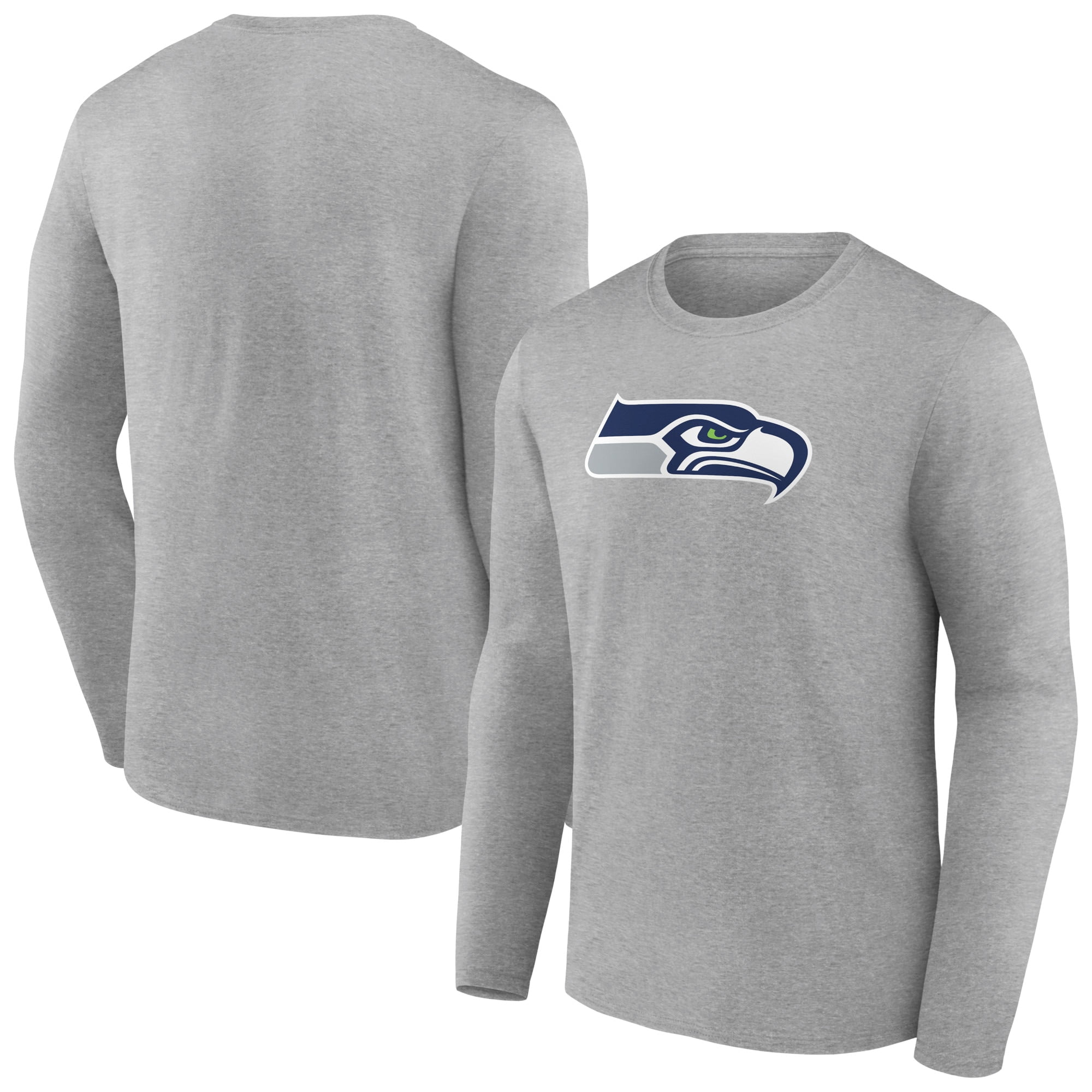 Men's Heather Gray Seattle Seahawks Primary Team Logo Long Sleeve T ...