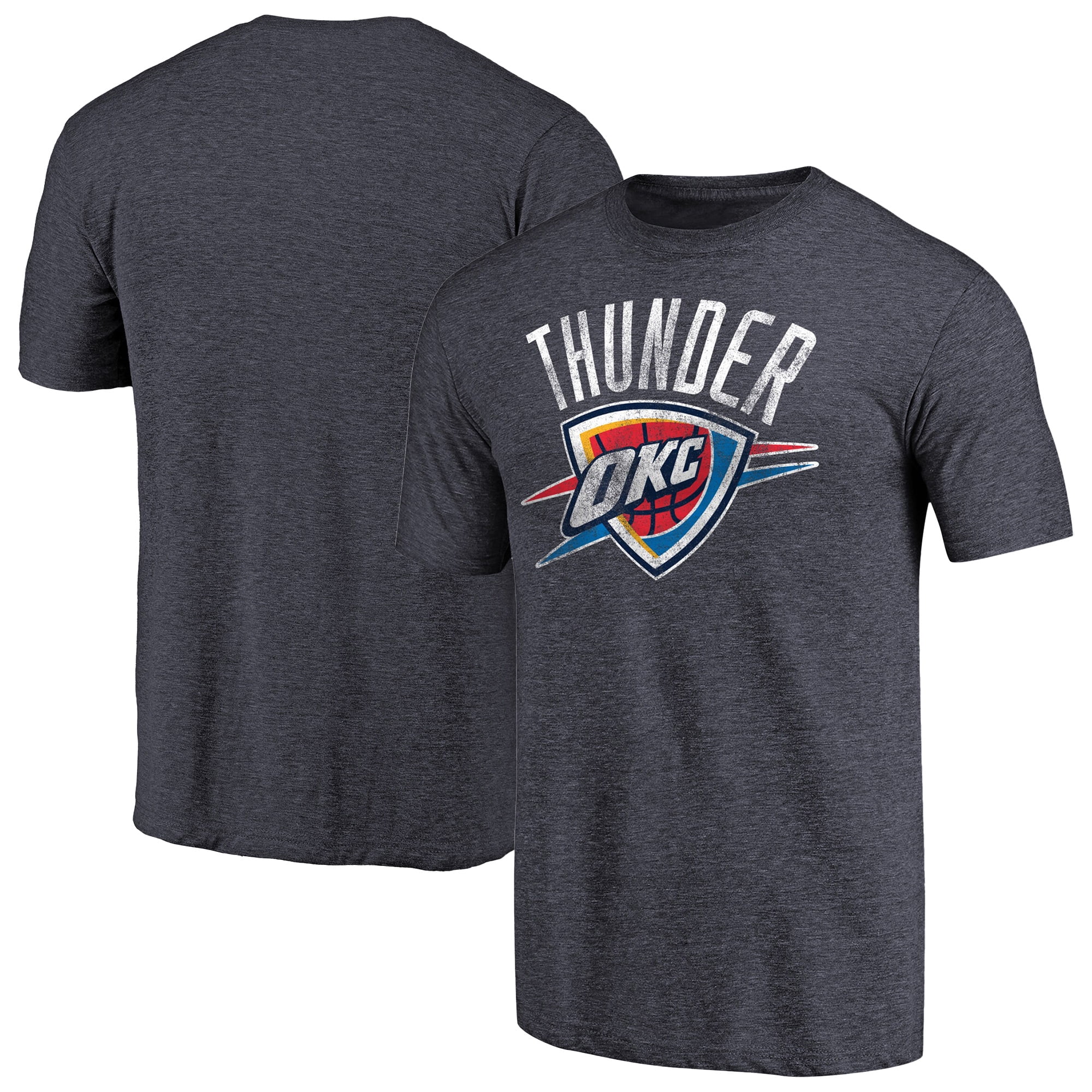 Men's Heather Navy Oklahoma City Thunder Distressed Team Logo Tri-Blend ...