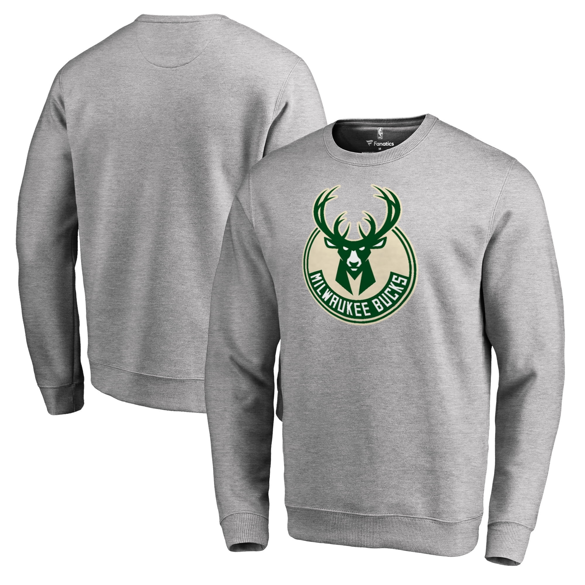 Men's Heathered Gray Milwaukee Bucks Primary Logo Sweatshirt - Walmart.com
