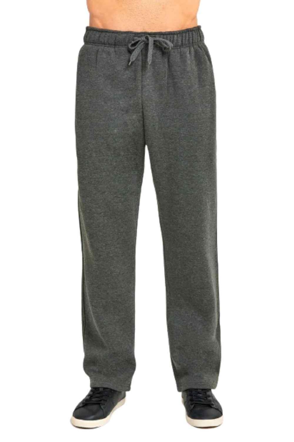 Men's Heavy Weight Fleece Open Bottom Sweatpants with Pockets, Charcoal ...