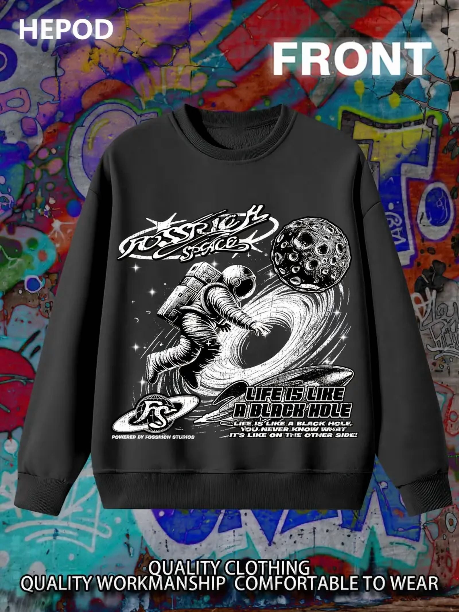 Men's Heavyweight 250gsm Retro 80s Pop Culture Graphic Sweater ...