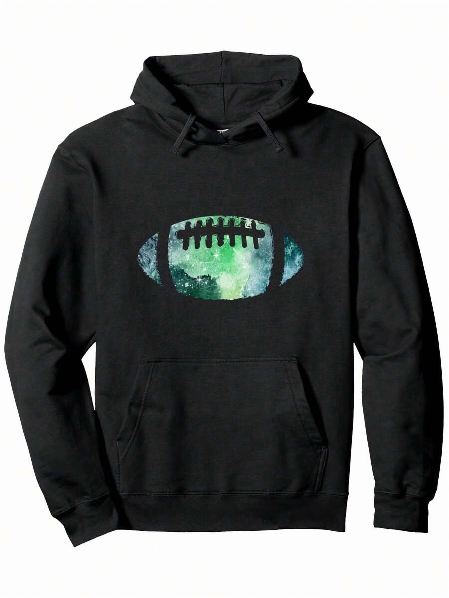 Men's Heavyweight American Football Graphic Hoodie - Black Pullover ...