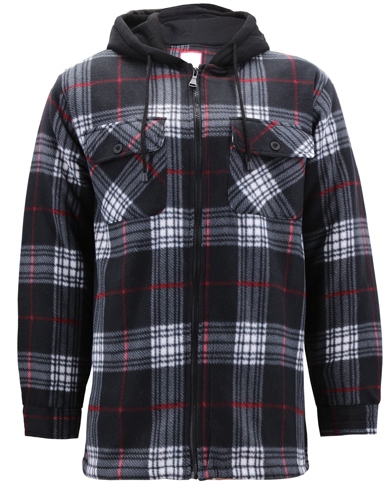 Men's Heavyweight Flannel Fleece Lined Plaid Sherpa Hoodie Jacket (805R ...