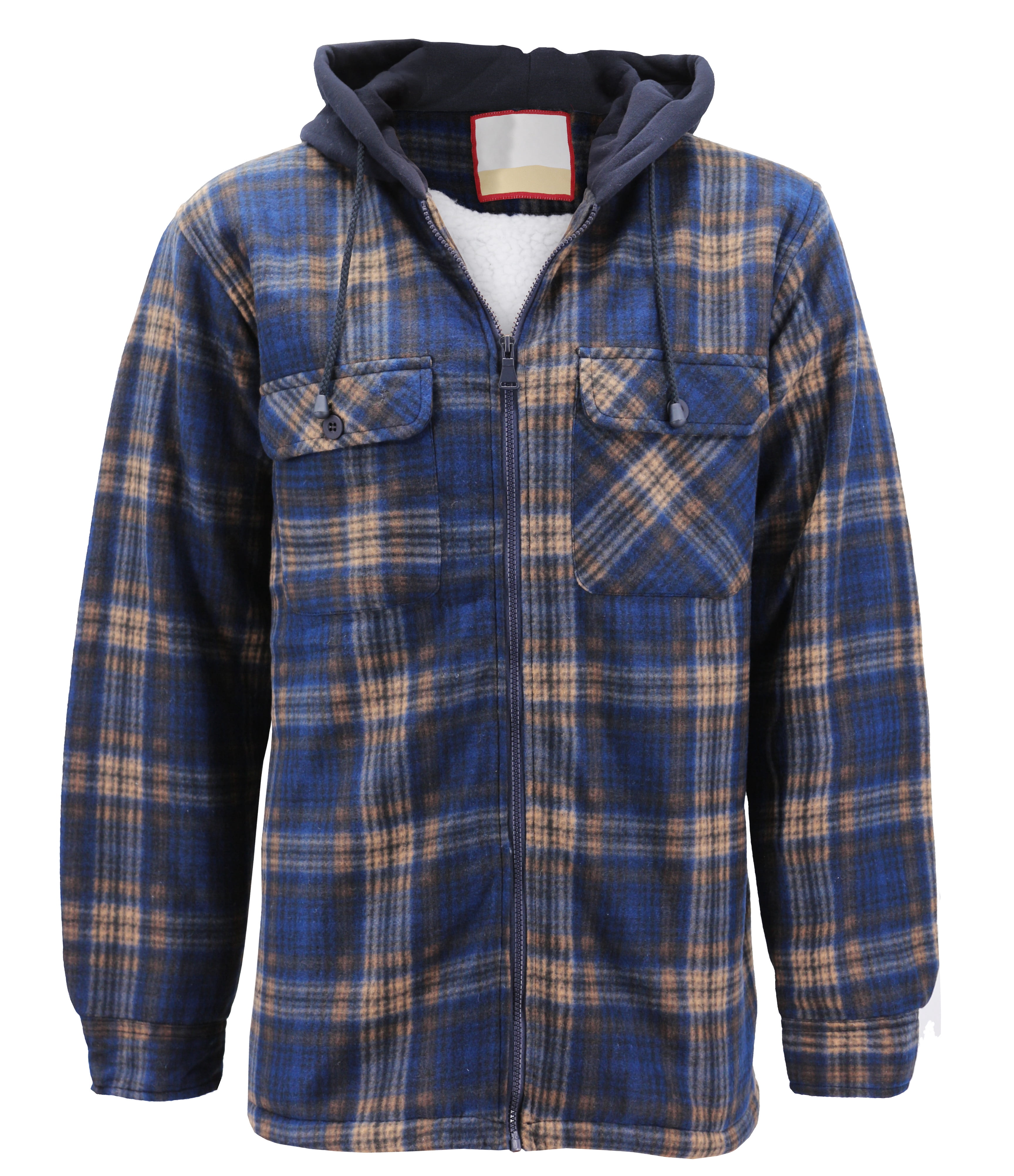 Men's Heavyweight Flannel Zip Up Fleece Lined Plaid Sherpa Hoodie ...