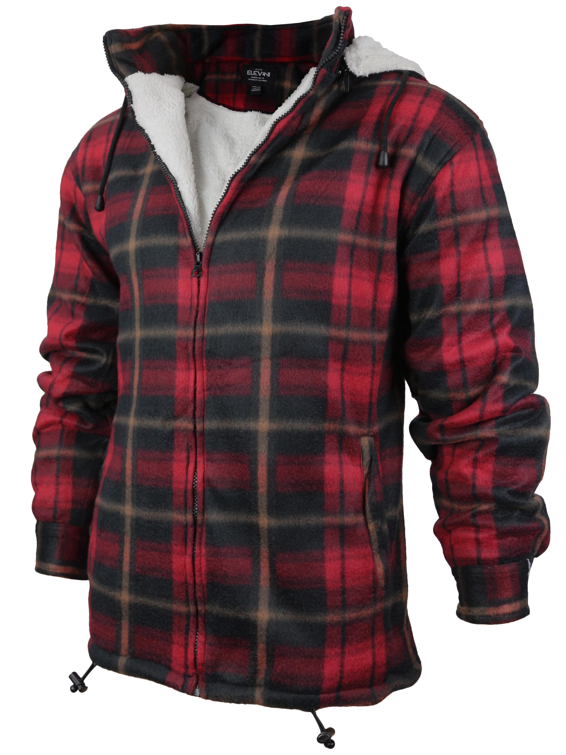 Men's Heavyweight Flannel Zip Up Fleece Lined Plaid Sherpa Hoodie ...