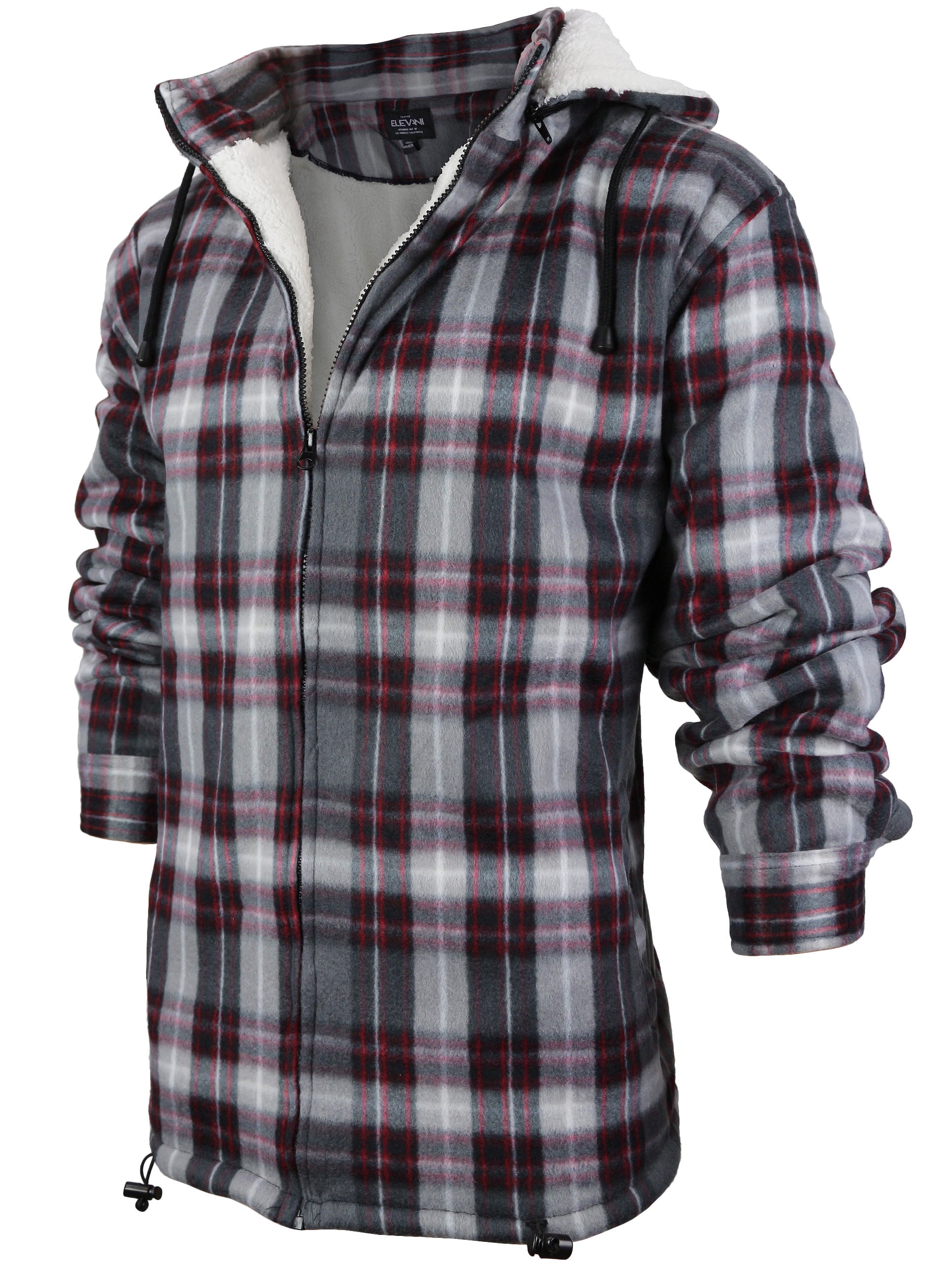 Men's Heavyweight Flannel Zip Up Fleece Lined Plaid Sherpa Hoodie ...