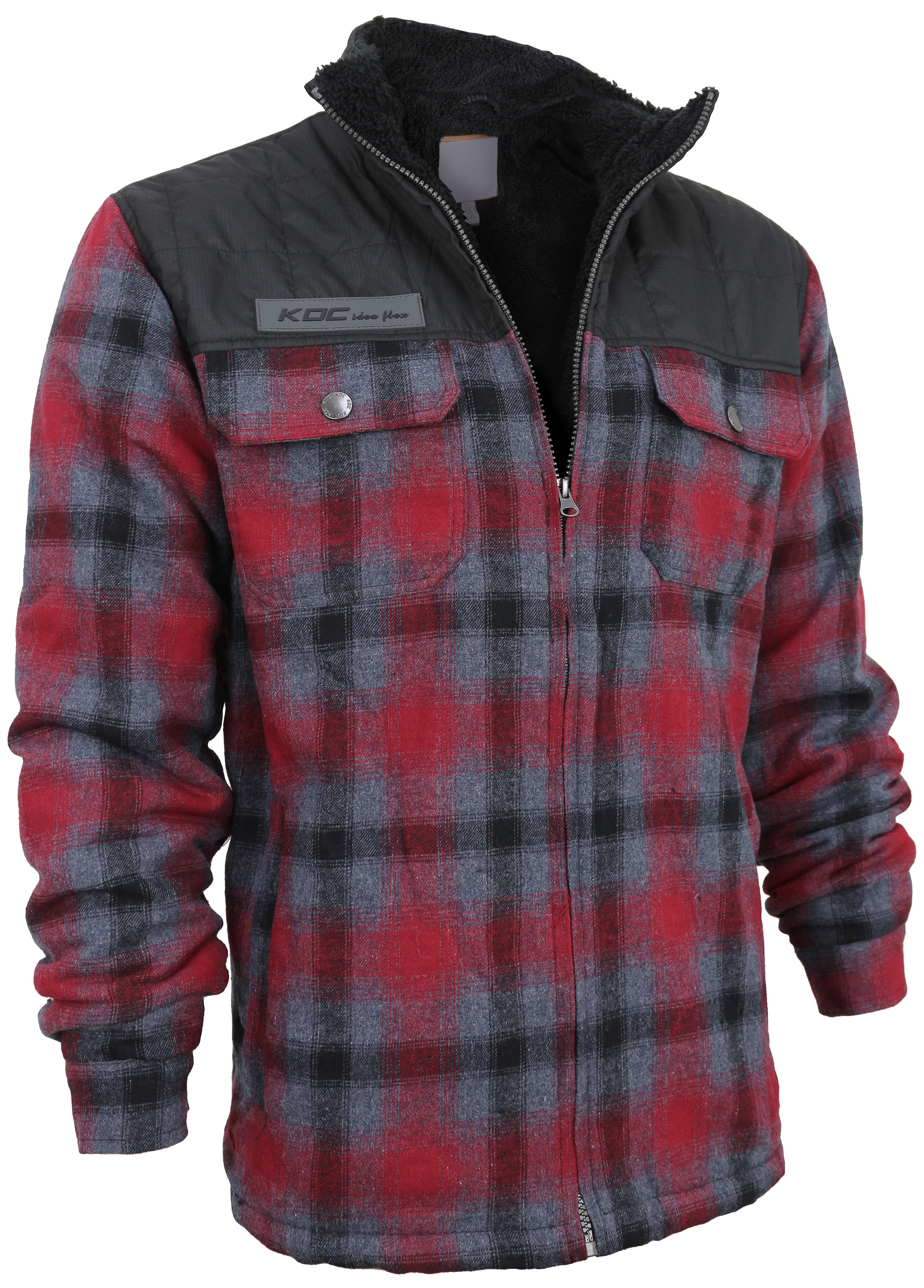 Men's Heavyweight Flannel Zip Up Fleece Lined Plaid Sherpa Jacket (KDC ...