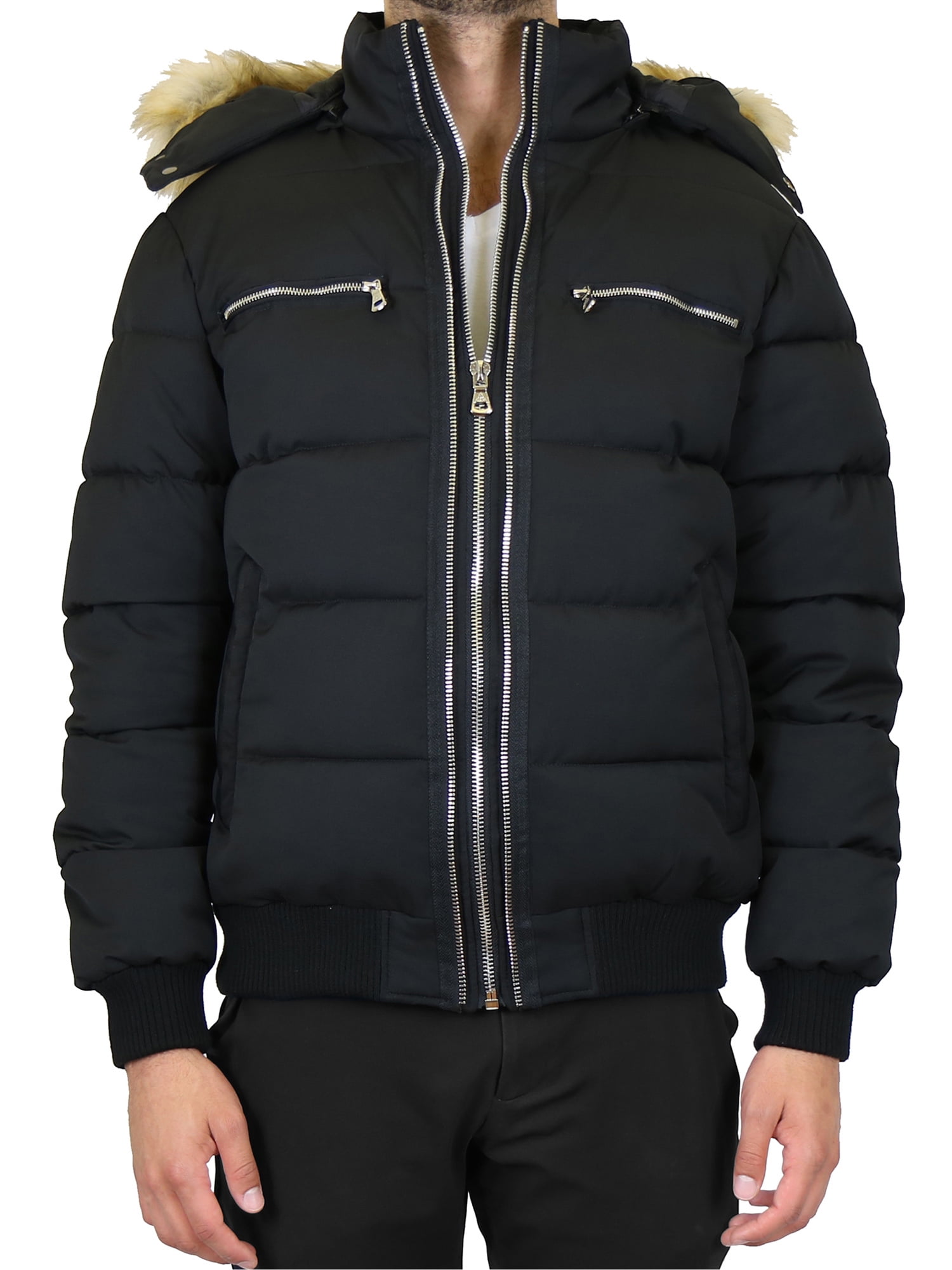 Men's Heavyweight Jacket With Detachable Fur Hood - Walmart.com