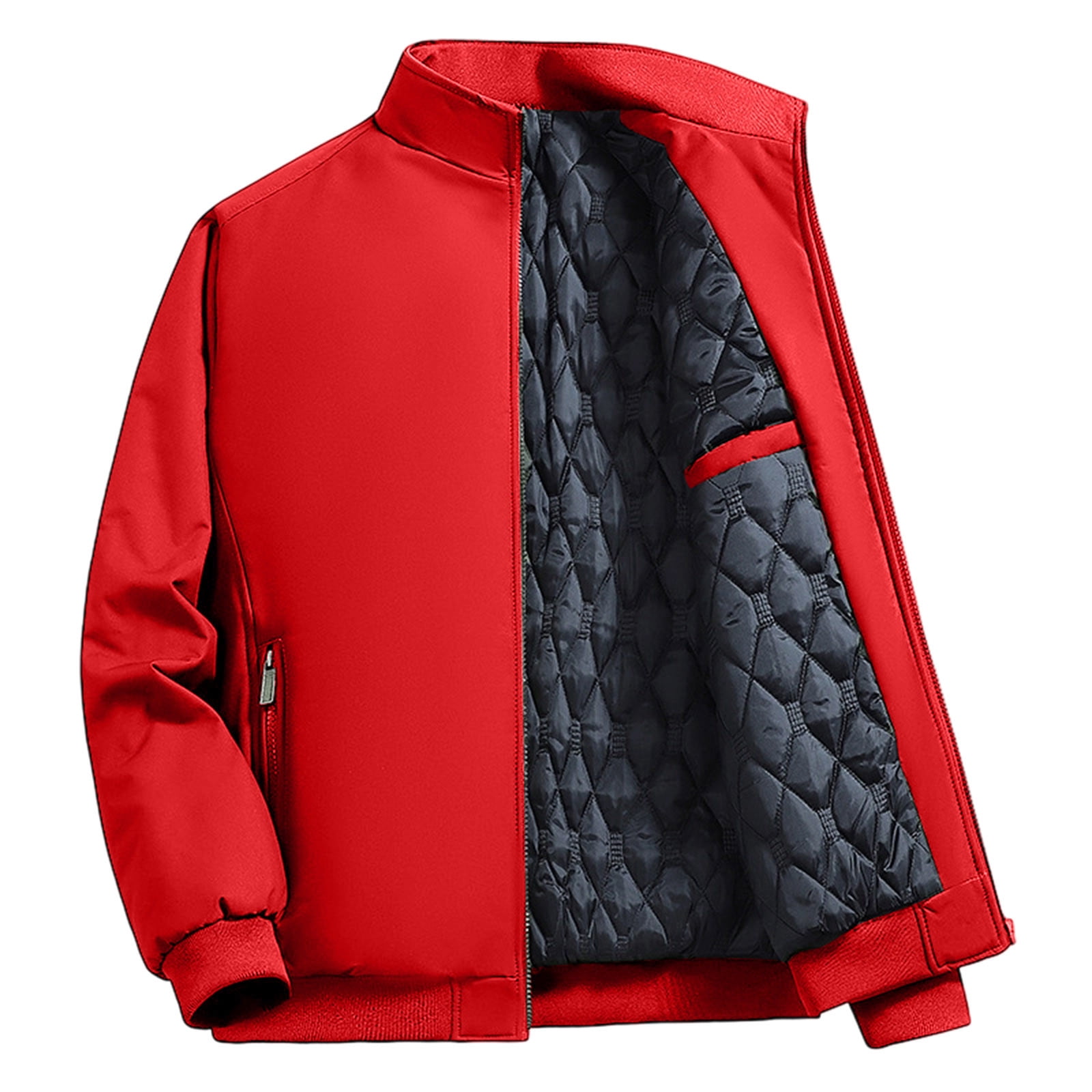 Men's Heavyweight Jackets Stand Collar Quilted Lined Full Zip Stylish ...