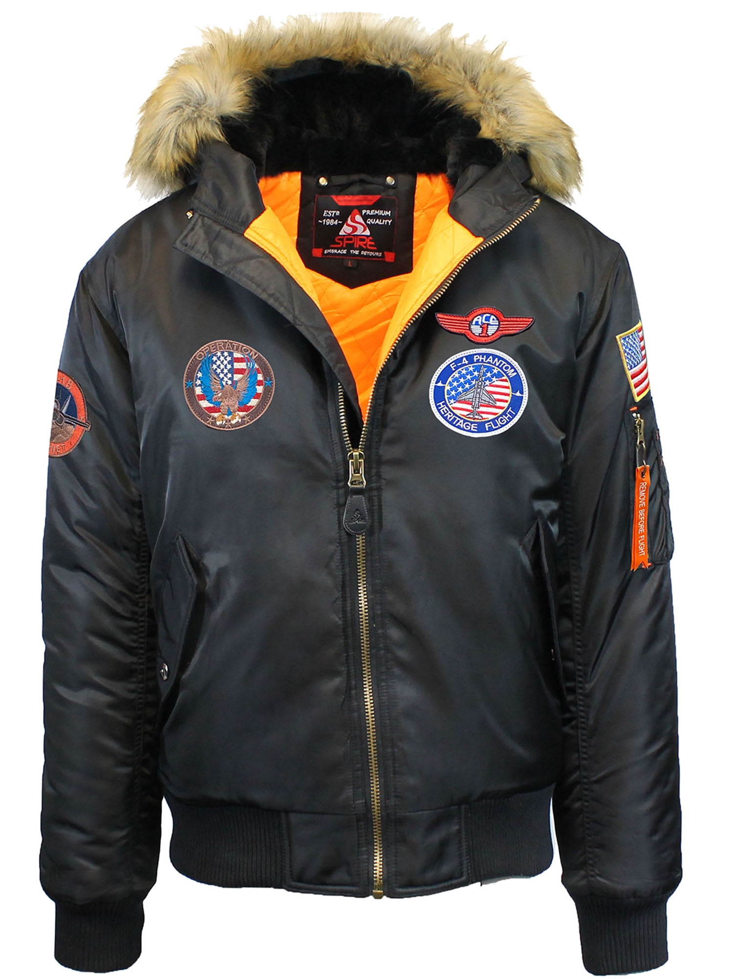 Men's Heavyweight MA-1 Bomber Flight Jacket - Walmart.com