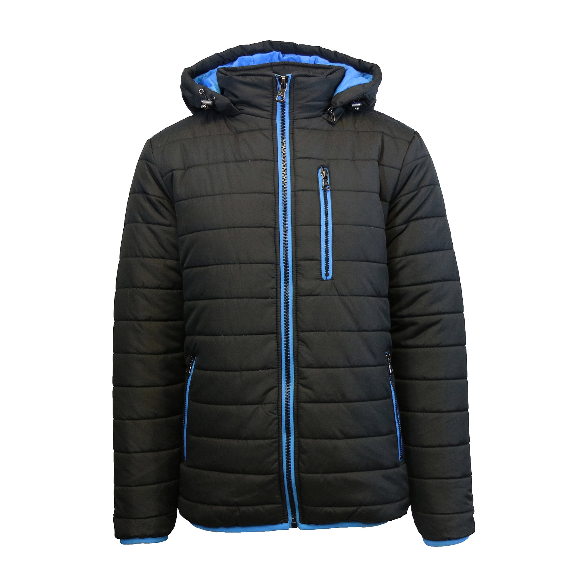 Men's Heavyweight Puffer Jacket With Contrast Color Trim & Detachable ...