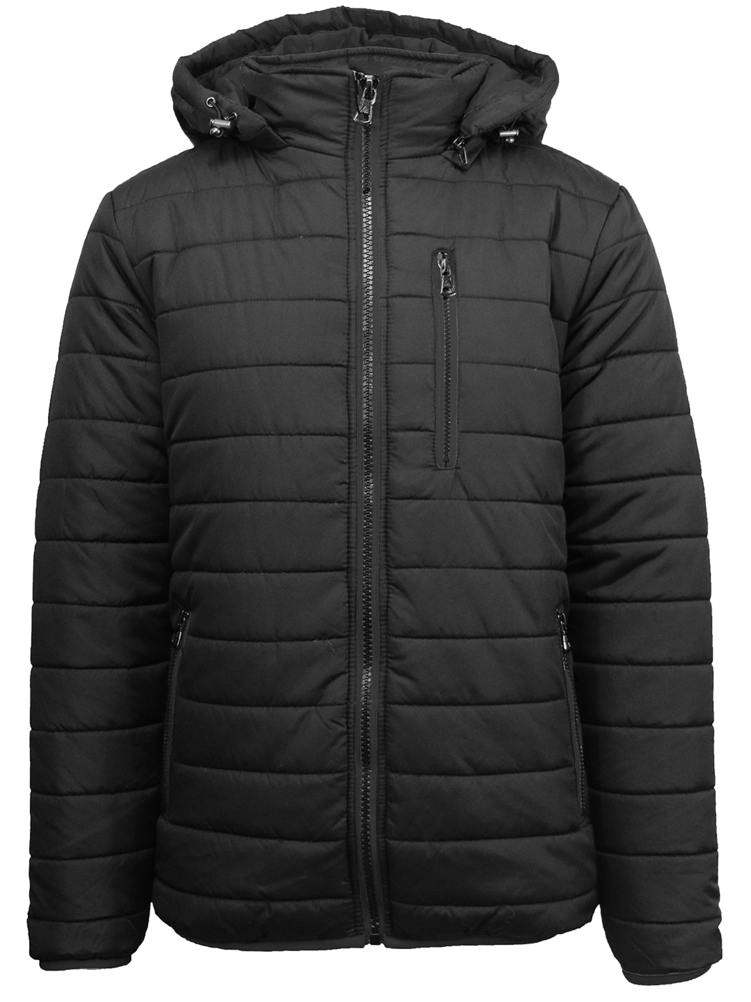 Men's Heavyweight Puffer Jacket With Contrast Color Trim & Detachable ...