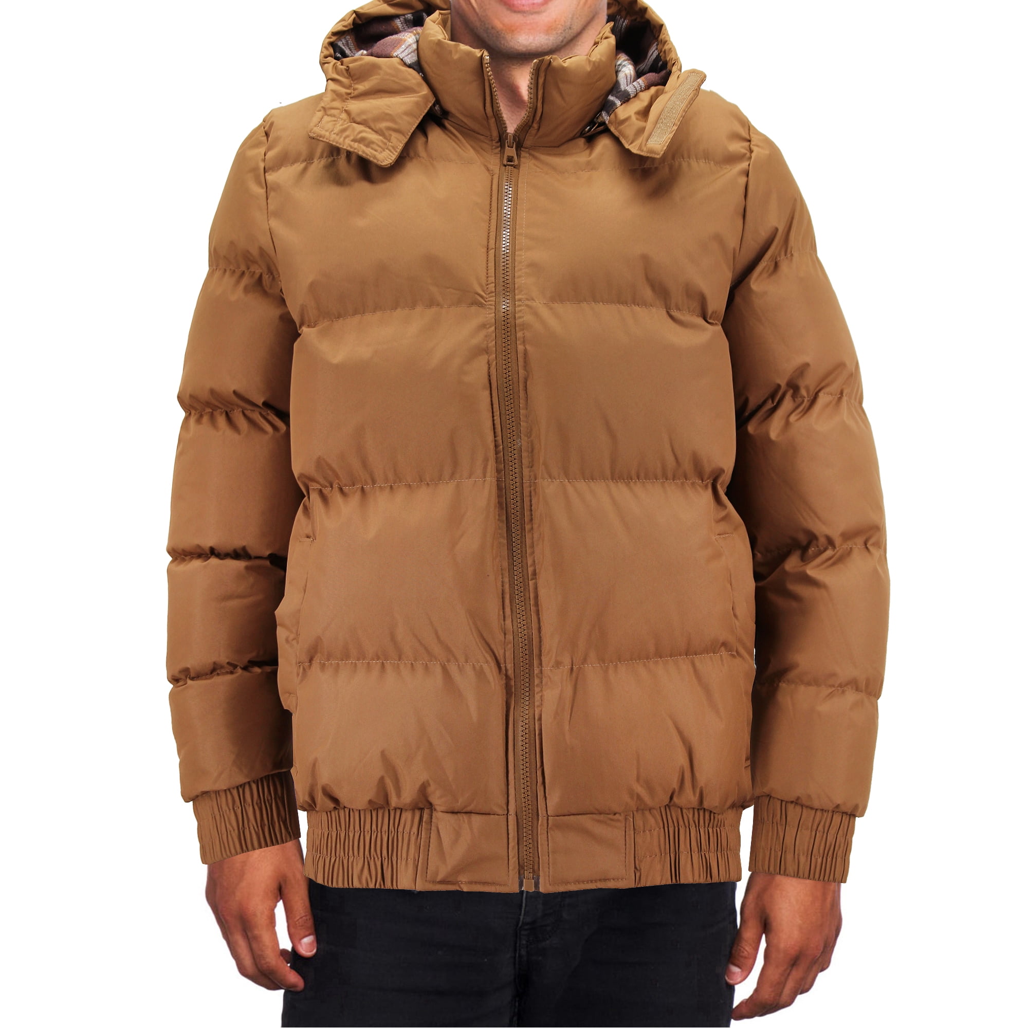 Men's Heavyweight Removable Hood Insulated Lined Quilted Puffer Zip Up ...