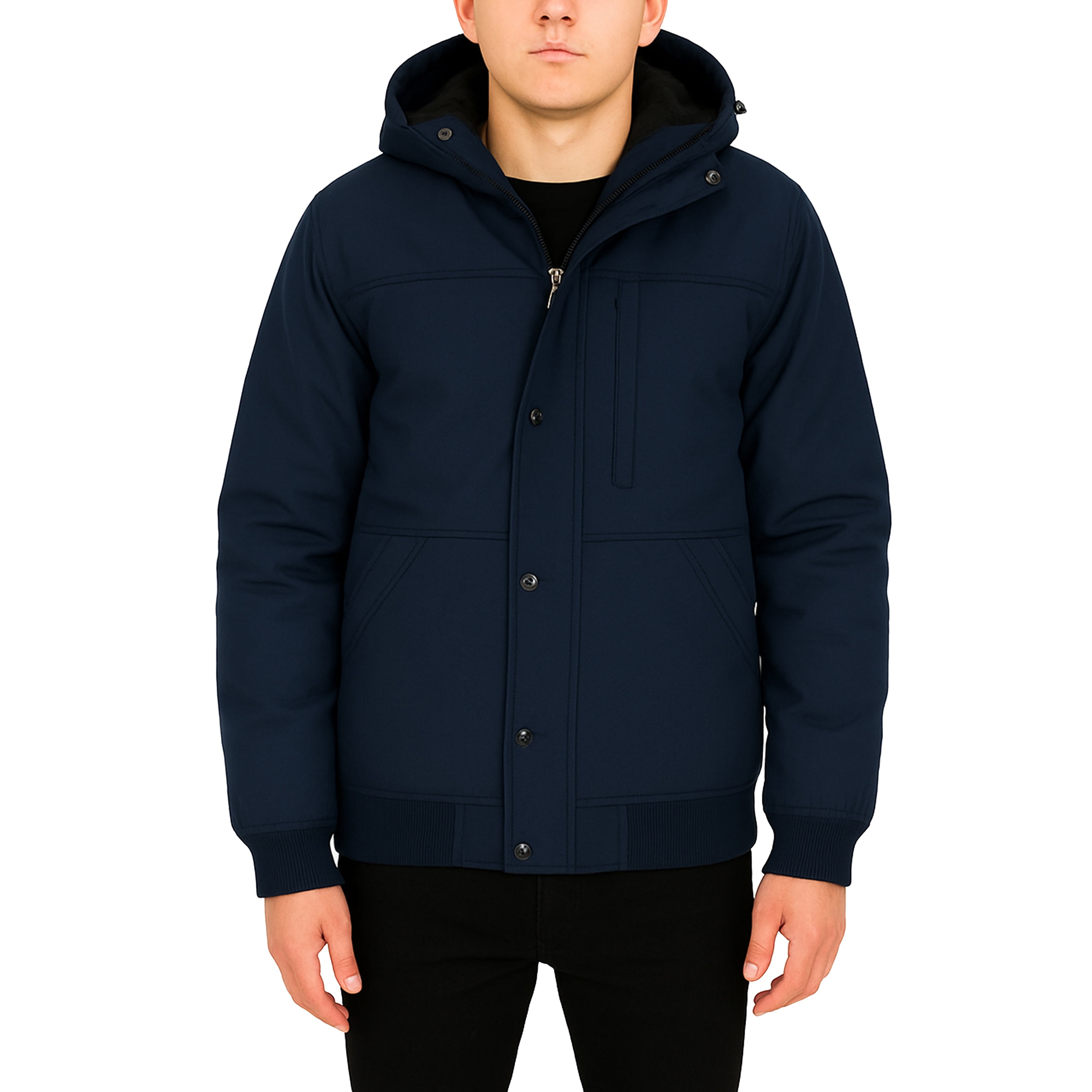 Men’s Heavyweight Winter Bomber Jacket, Sherpa Fleece-Lined, Hooded ...
