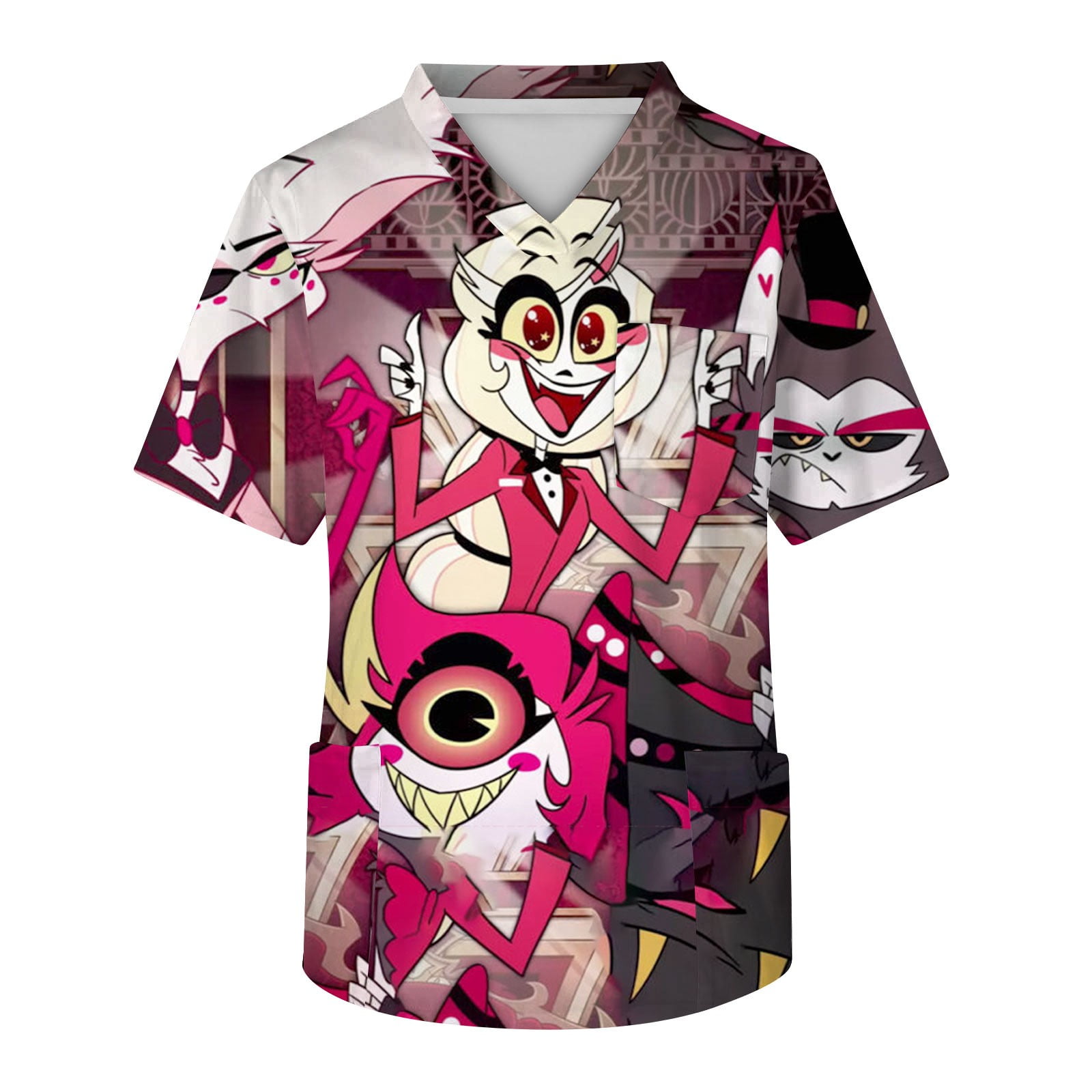 Men's Hell Inn Oversized Uniforms Scrubs, OTEMRCLOC Short Sleeve ...