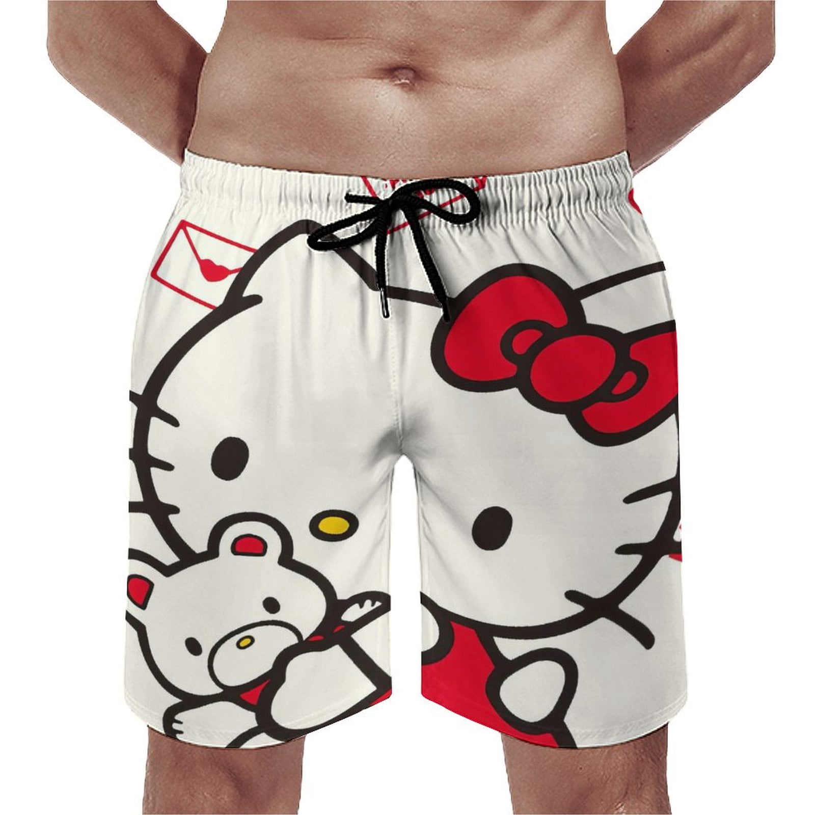 Men's Hello Kitty Beach Shorts Quick Dry Swim Trunks with Pockets Swim ...