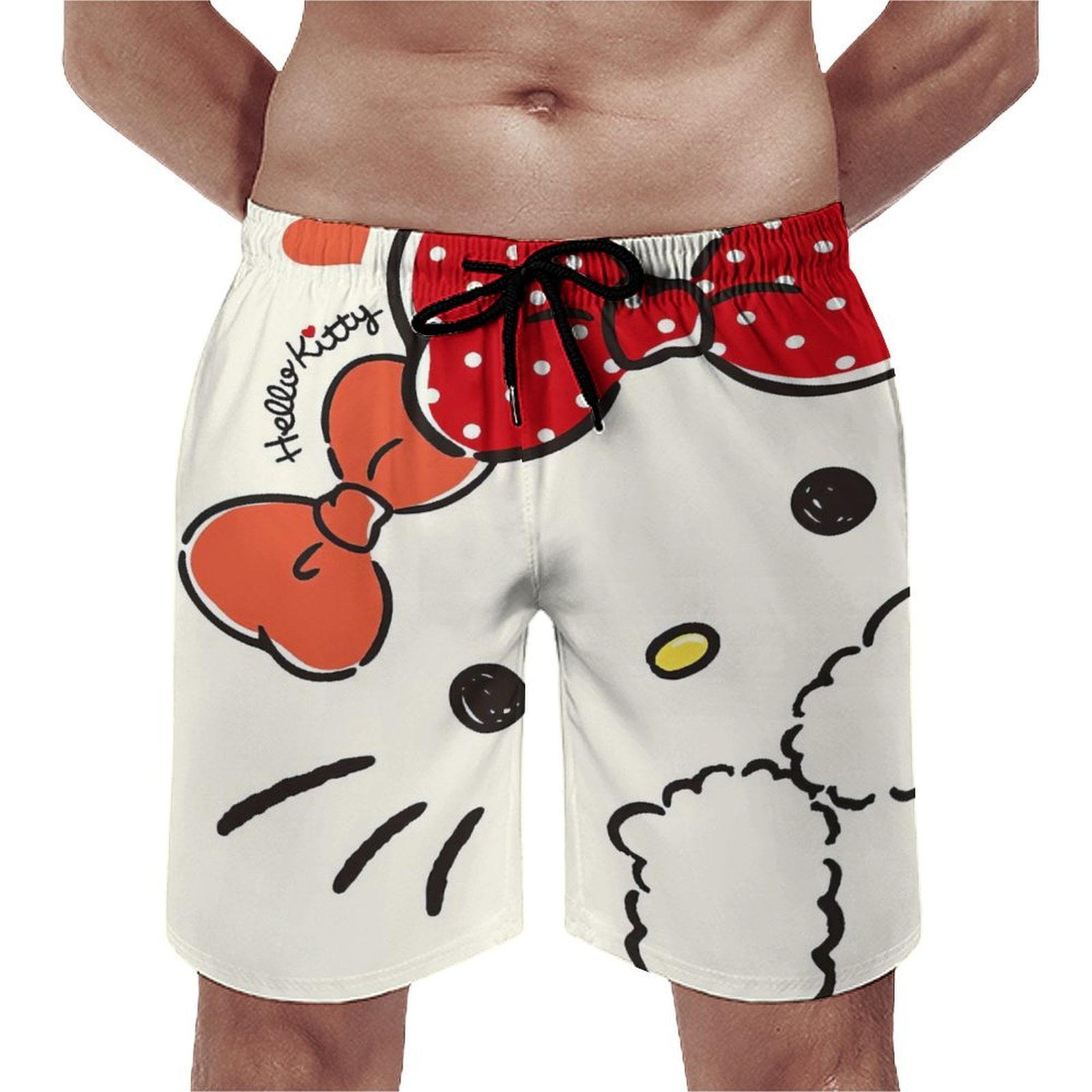 Men's Hello Kitty Beach Shorts Quick Dry Swim Trunks with Pockets Swim ...