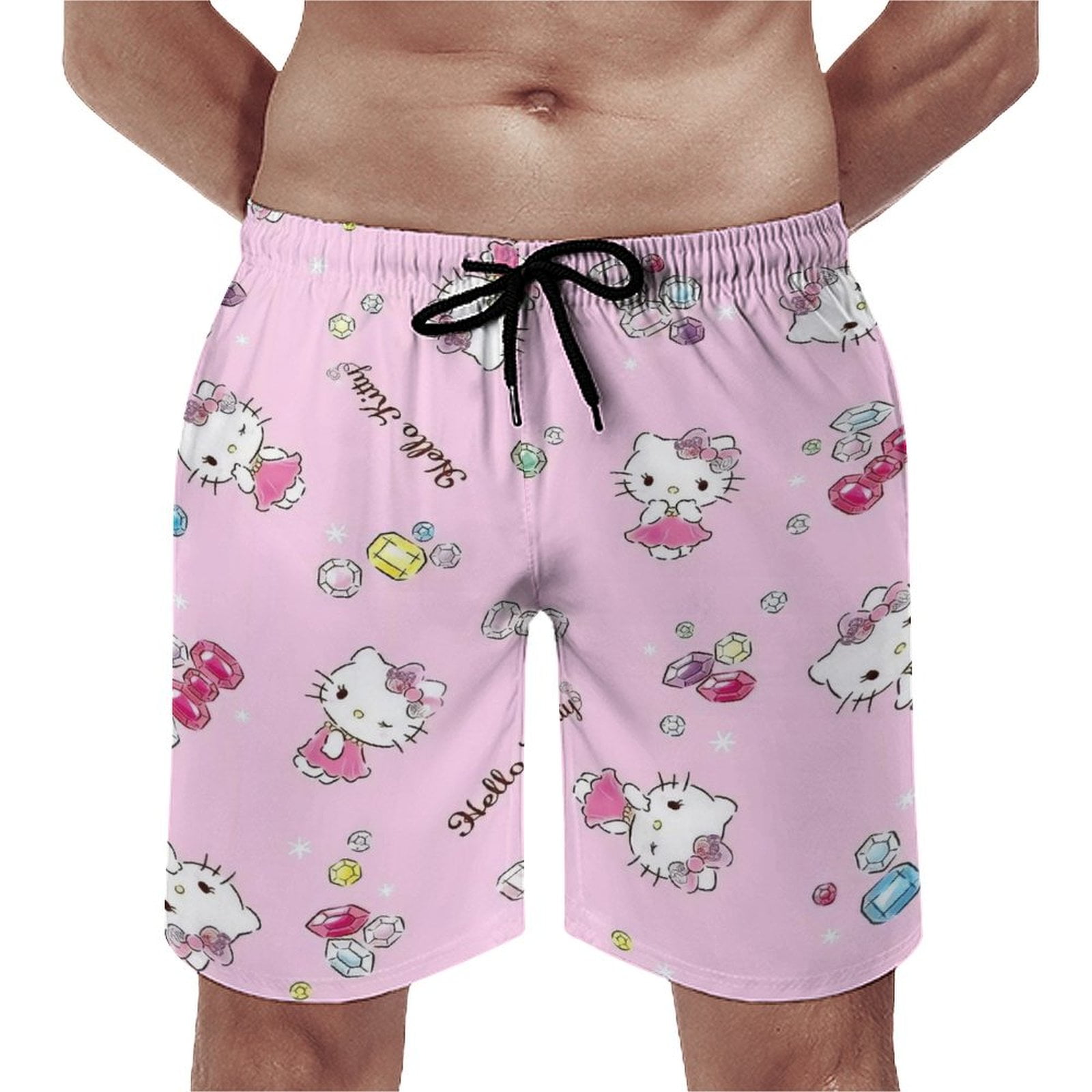 Men's Hello Kitty Swim Trunks Quick Dry Beach Shorts with Pockets Swim ...